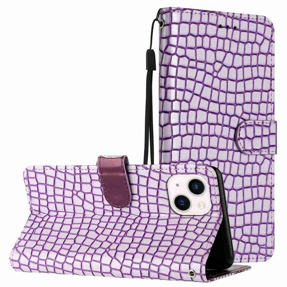 for iPhone 13 Crocodile Texture Faux Leather Wallet Case, with Credit ...