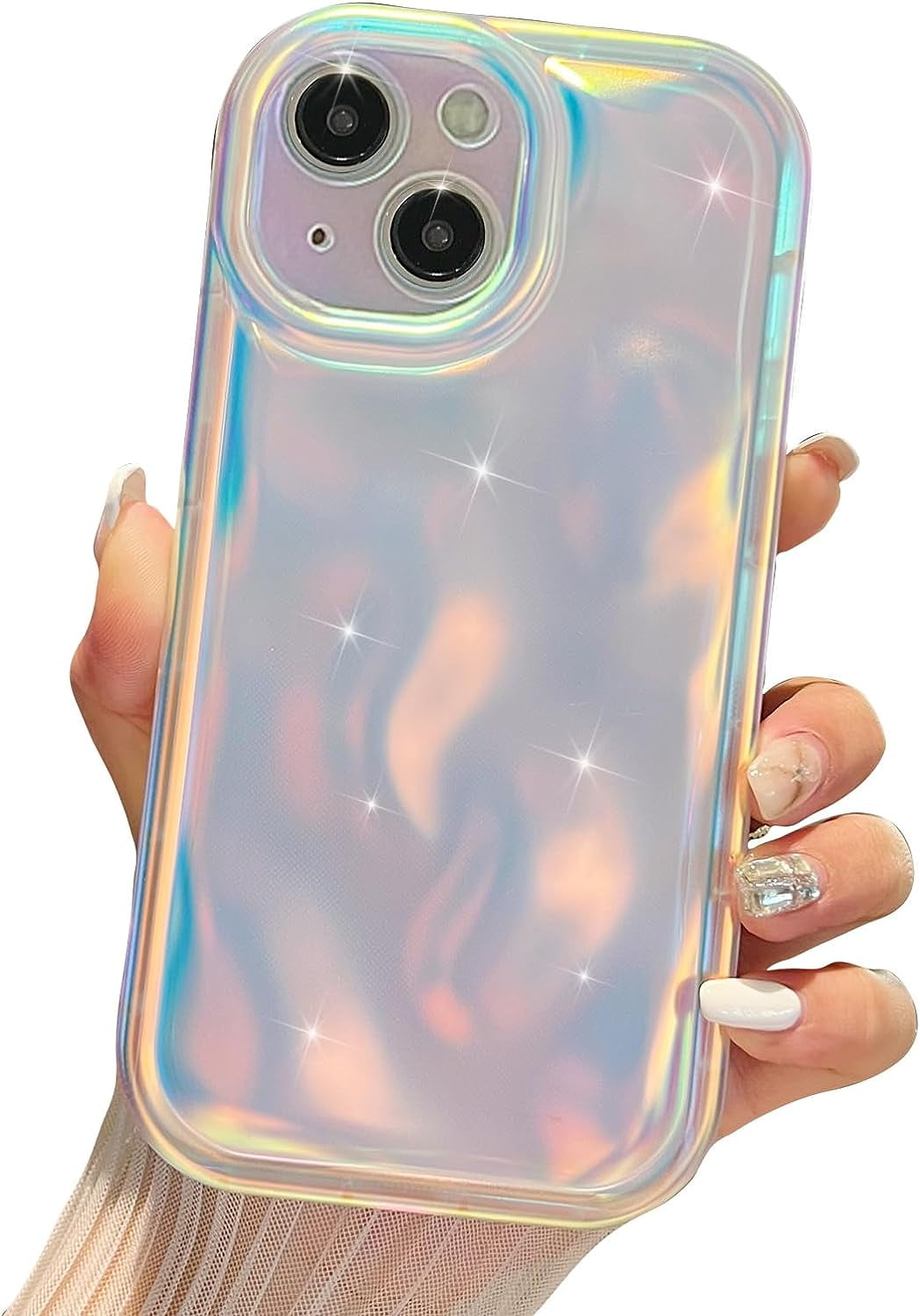 iPhone 13 Holographic Case, Cute Laser 3D Water Ripple Bling Glitter ...
