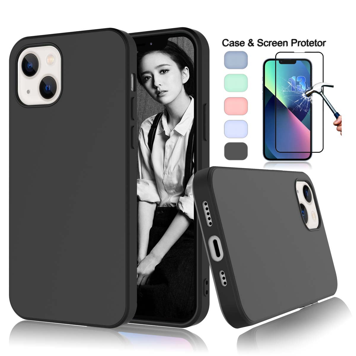iPhone 13 Mini Case Screen Protector, iPhone 13 Mini Cases Slim, Tekcoo ...