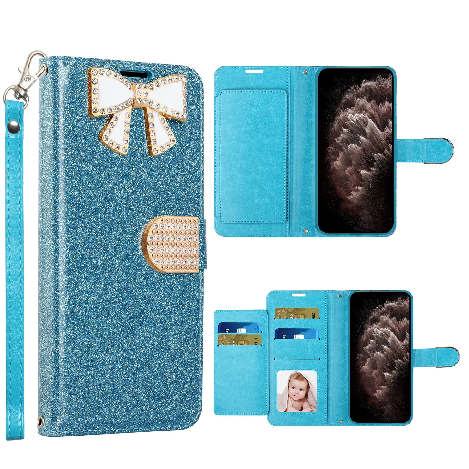 iPhone 13 Phone Case, Strong Protective Sparkle Diamond Kickstand ...