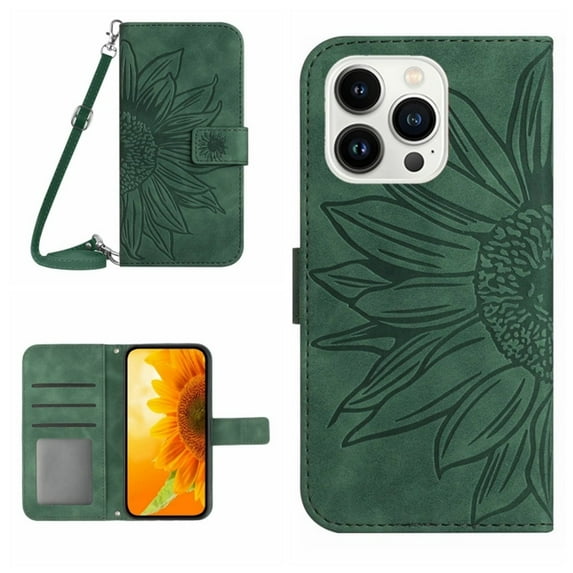 For iPhone 13 Pro 6.1" Sunflower Embossed Strong Magnetic Attachment ...