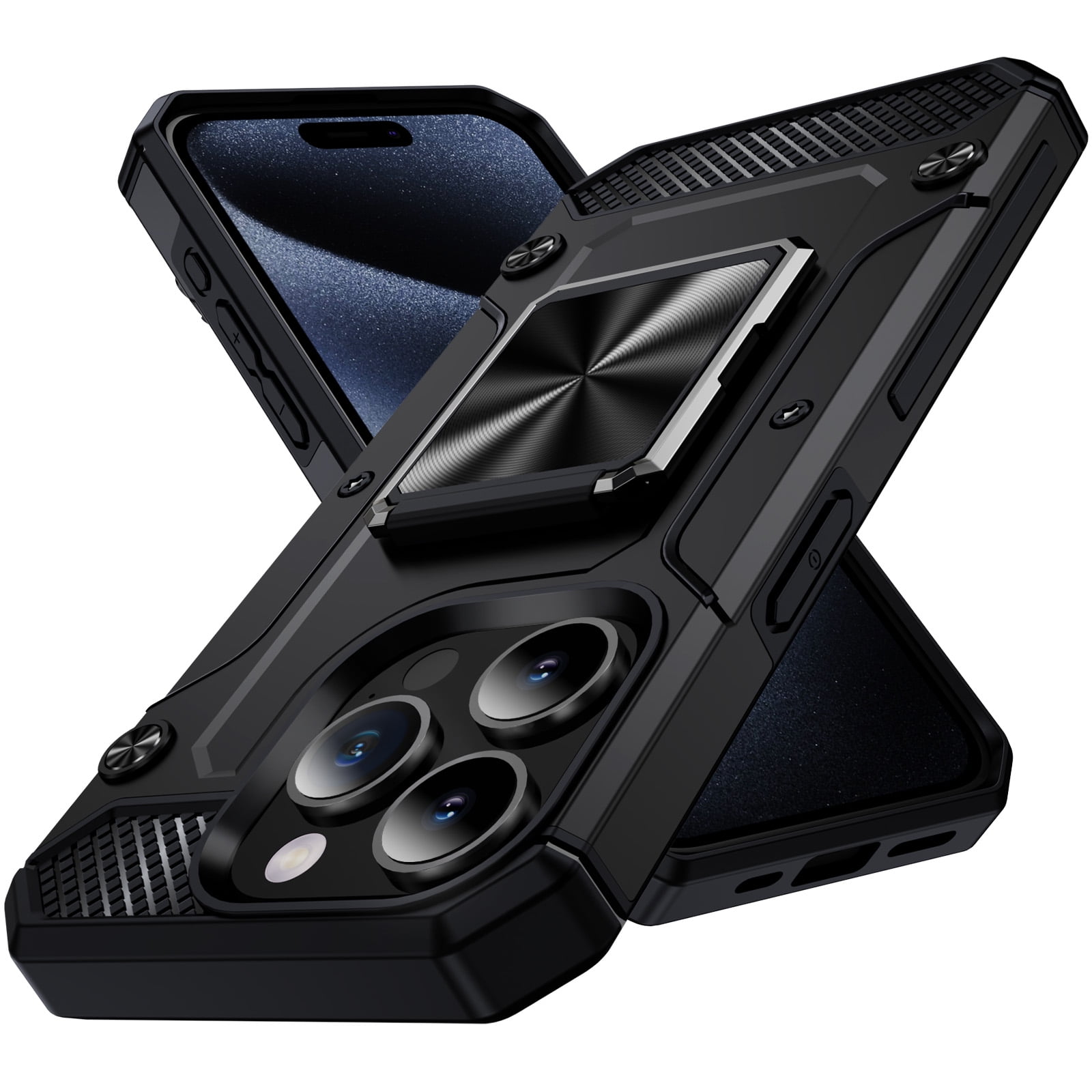 for iPhone 13 Pro Armor Case, Luxury Heavy Duty Armor Style Kickstand ...