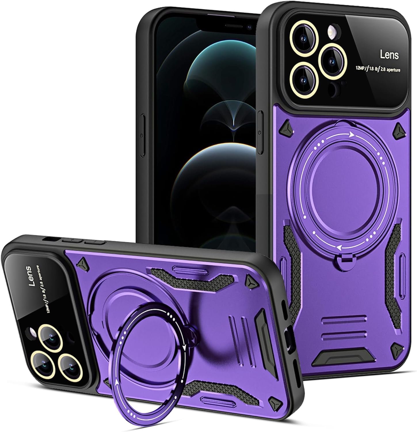 for iPhone 13 Pro Case with 360° Rotatable Magnetic Ring Stand, Large ...