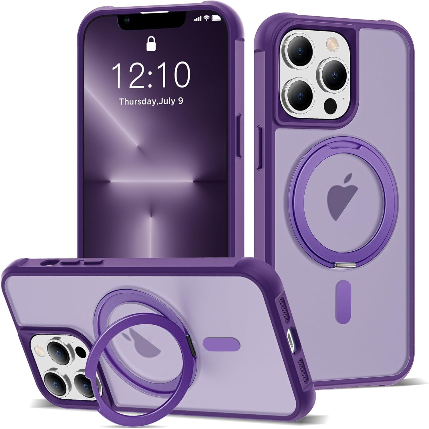 for iPhone 13 Pro Case 6.1 Inches 360°Rotatable Magnetic Ring Invisible ...