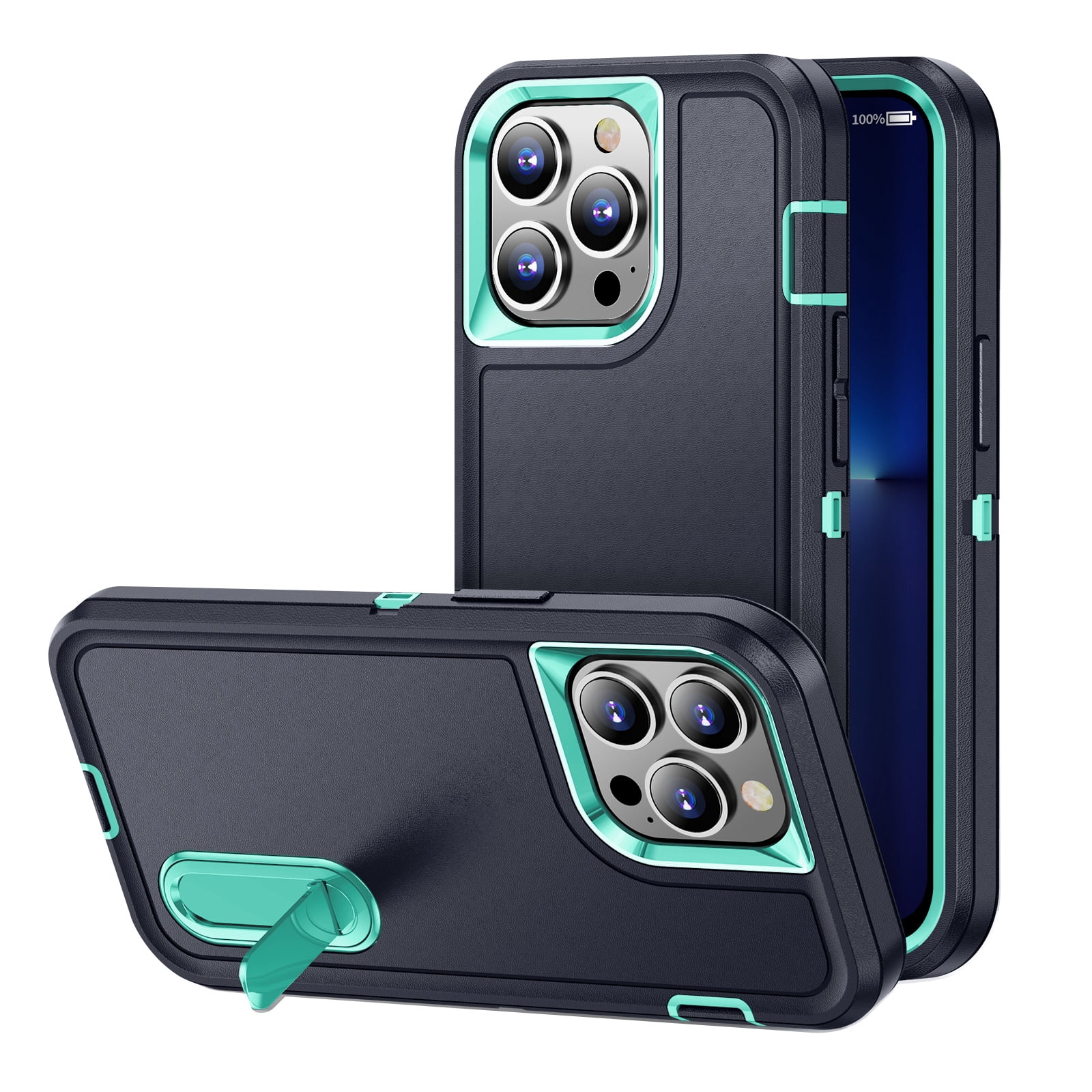 iPhone 13 Pro Case with Built-in Metal Kickstand, Dteck 3-Layer Full ...