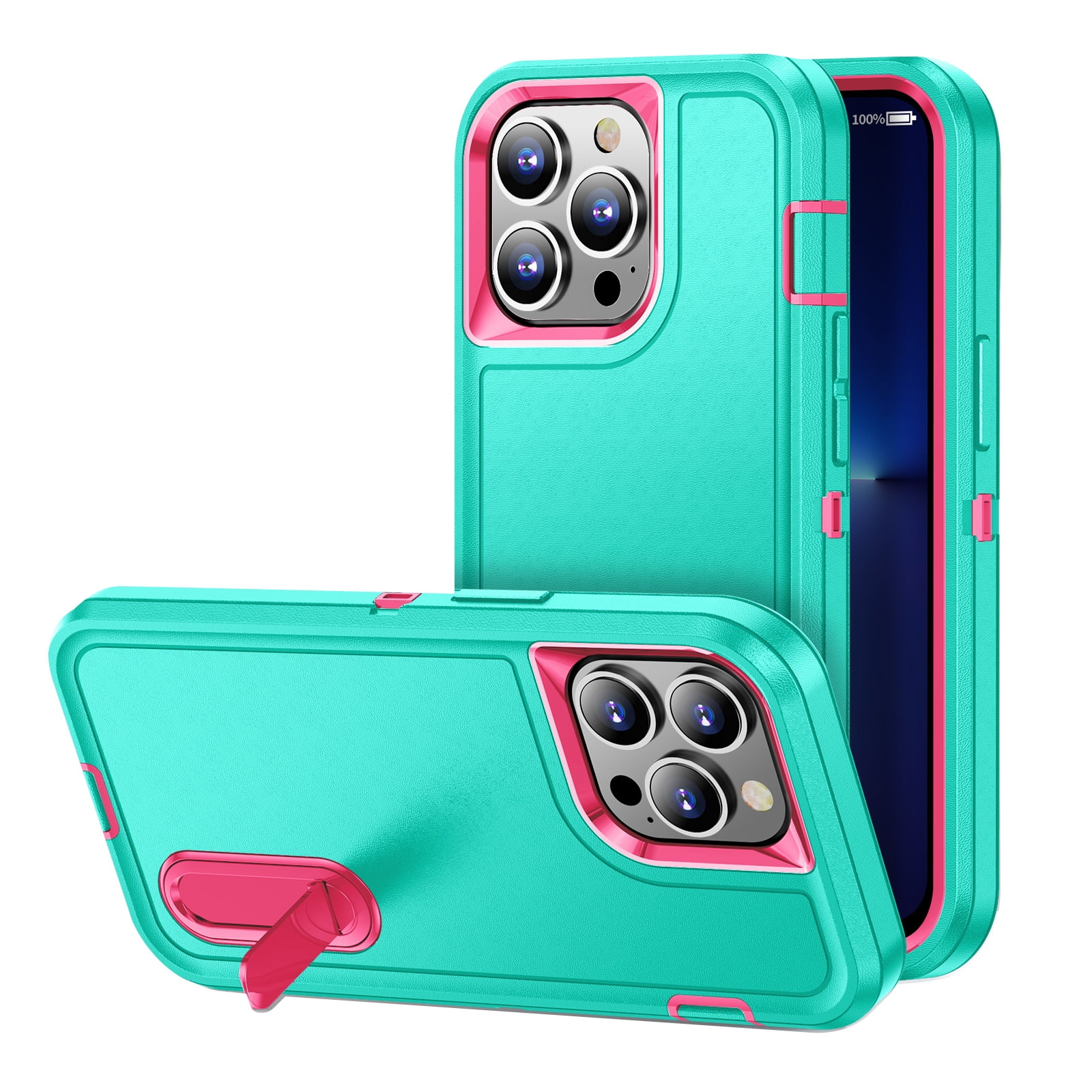 iPhone 13 Pro Case with Built-in Metal Kickstand, Dteck 3-Layer Full ...