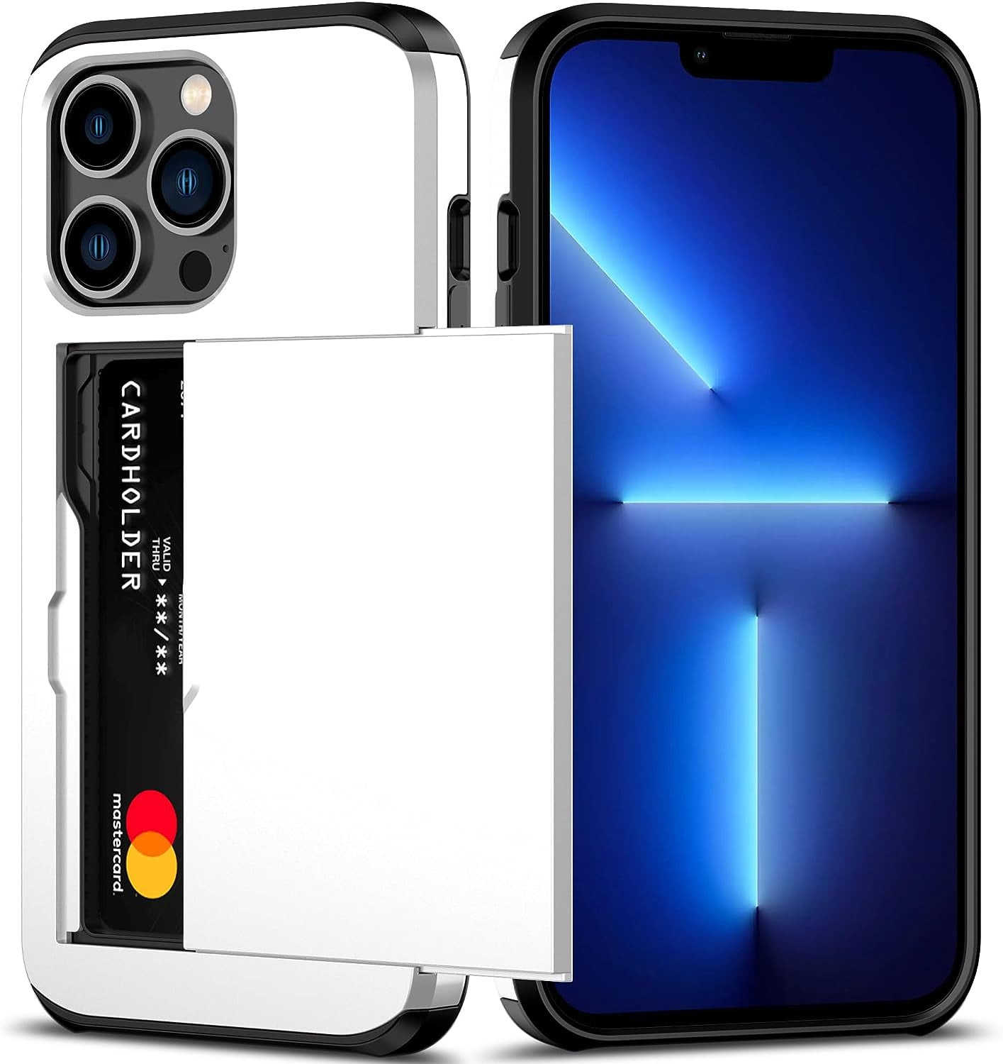 iPhone 13 Pro Case with Card Holder Heavy Duty Protective Dual Layer ...