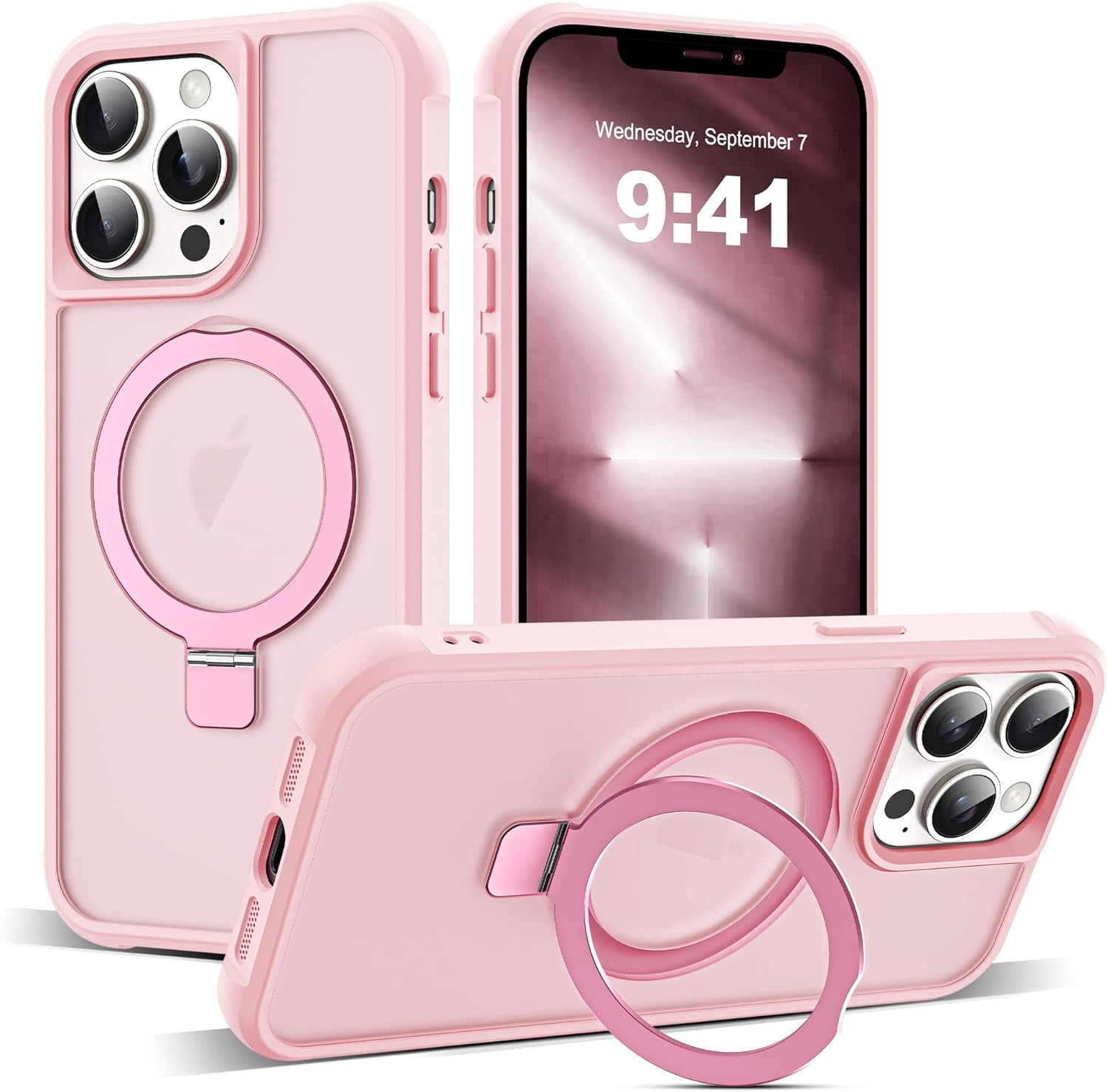 for iPhone 13 Pro Case with Invisible Magnetic Ring Stand Translucent ...