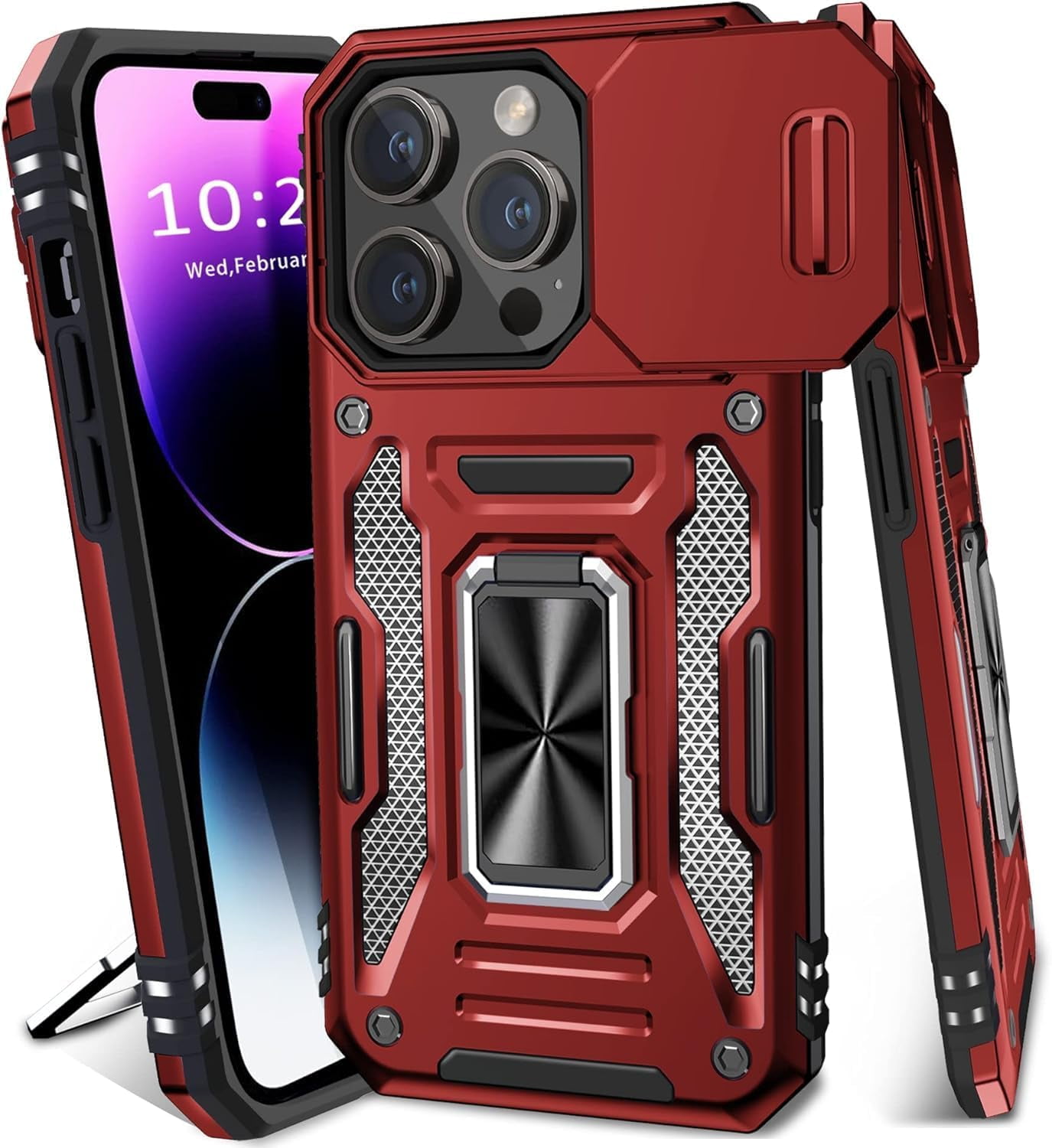 for iPhone 13 Pro Case with Slide Camera Cover，Built-in 360° Magnetic ...