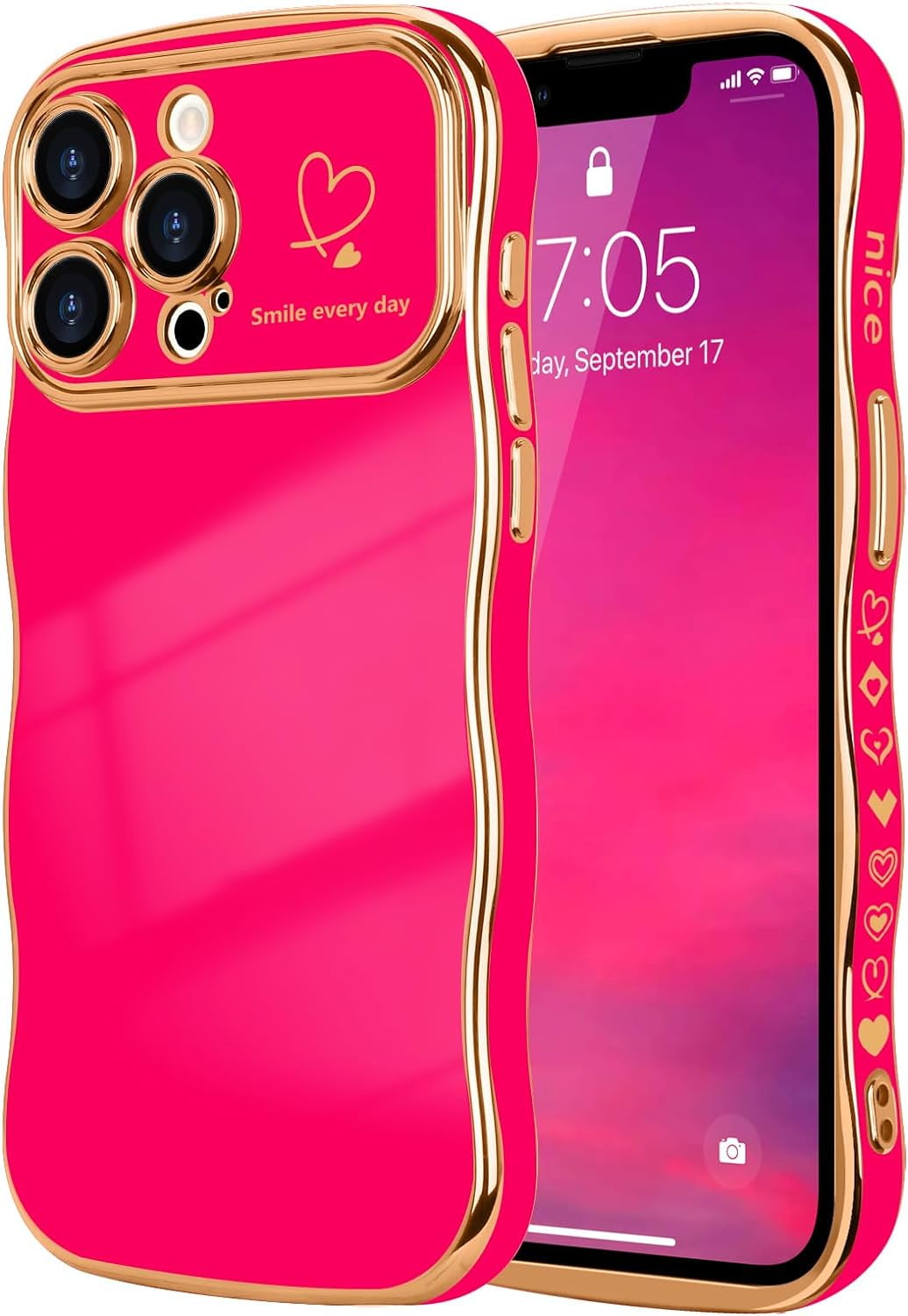 for iPhone 13 Pro Case for Women Girls, Cute Wave Frame Curly Shape ...