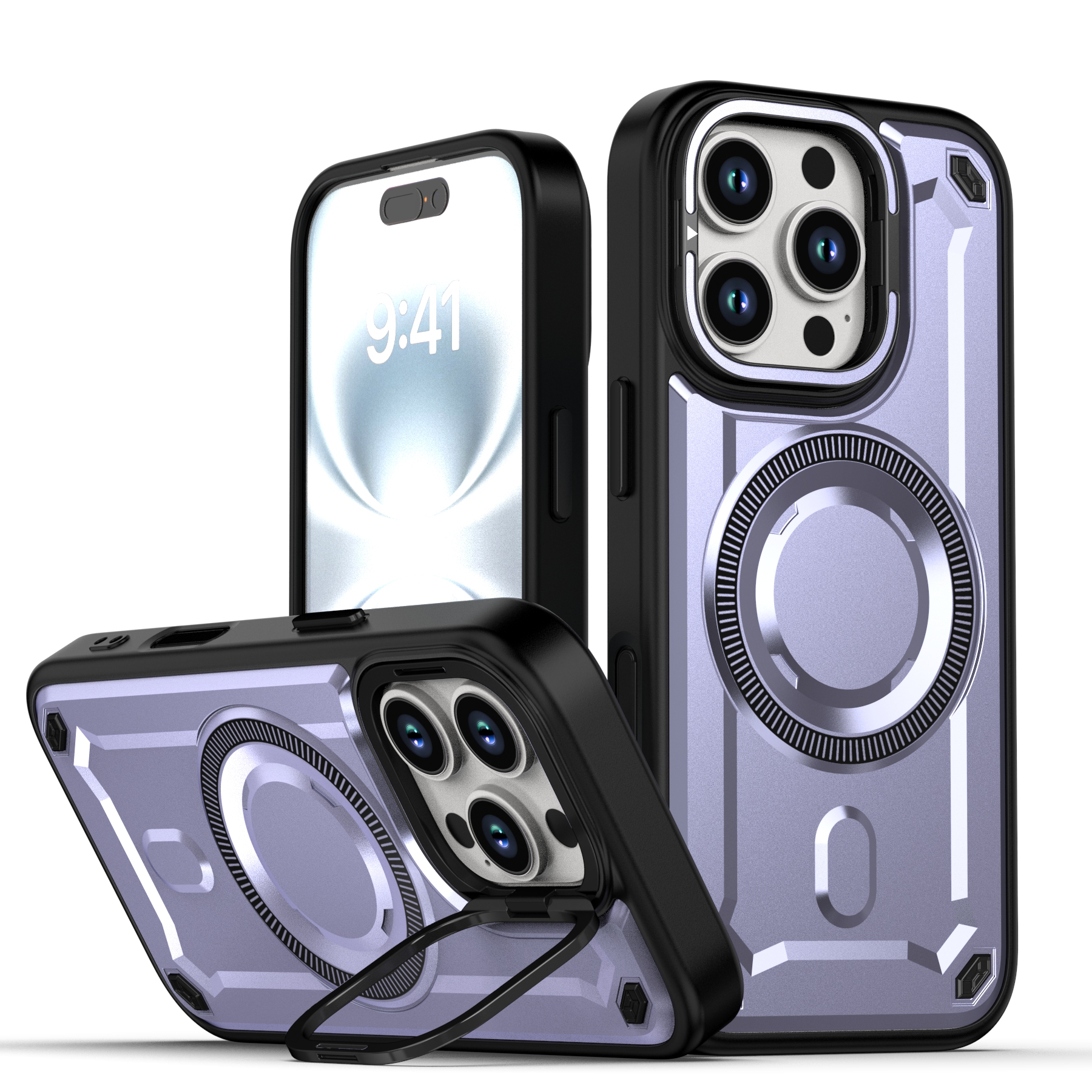 for iPhone 13 Pro Hybrid Case with Camera Stash Stand, Military-Grade ...