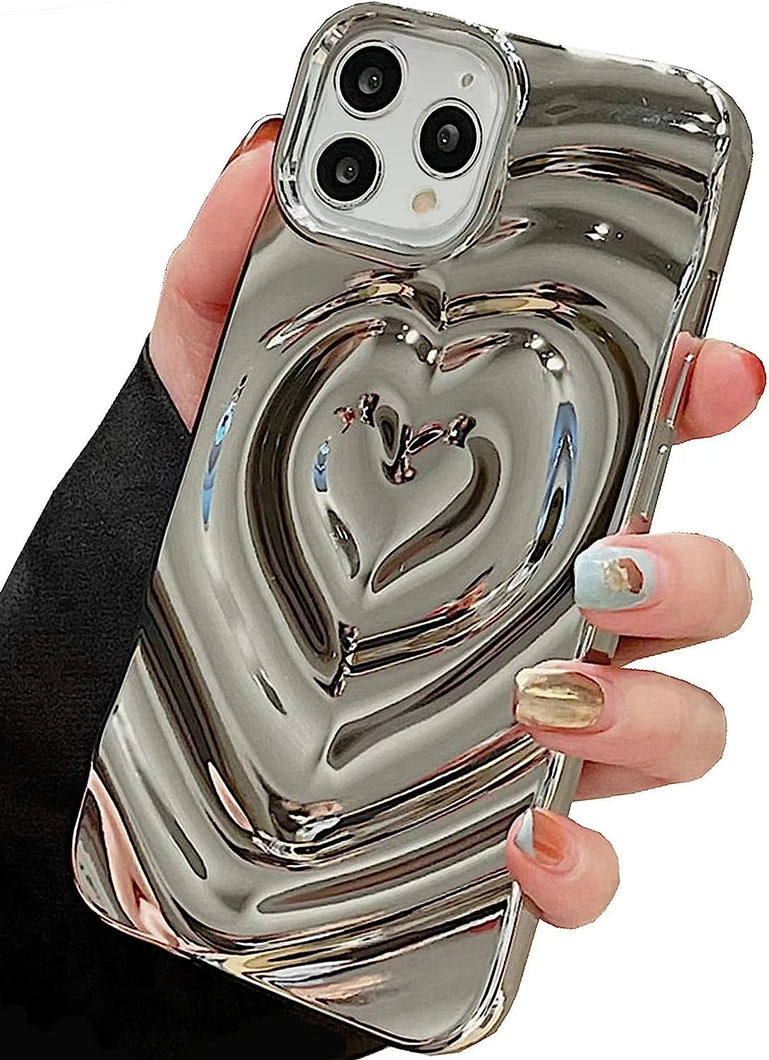 iPhone 13 Pro Love Heart Case, Fashion Cute Soft Silicone Electroplate ...