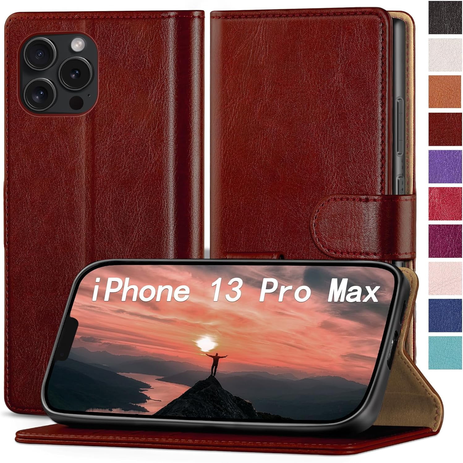 for iPhone 13 Pro Max 6.7" Phone case[RFID Blocking Leather],[3 Credit ...