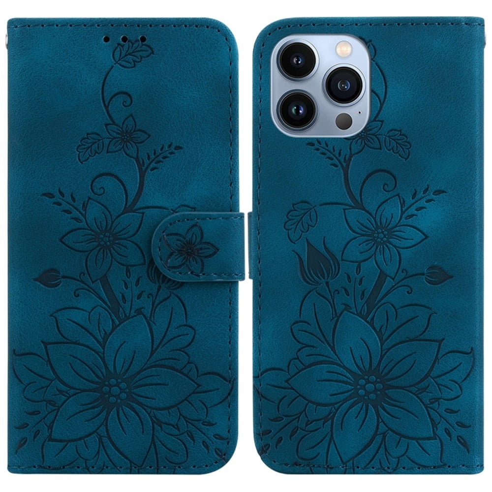 For iPhone 13 Pro Max 6.7" lily Embossed Strong Magnetic Attachment ...
