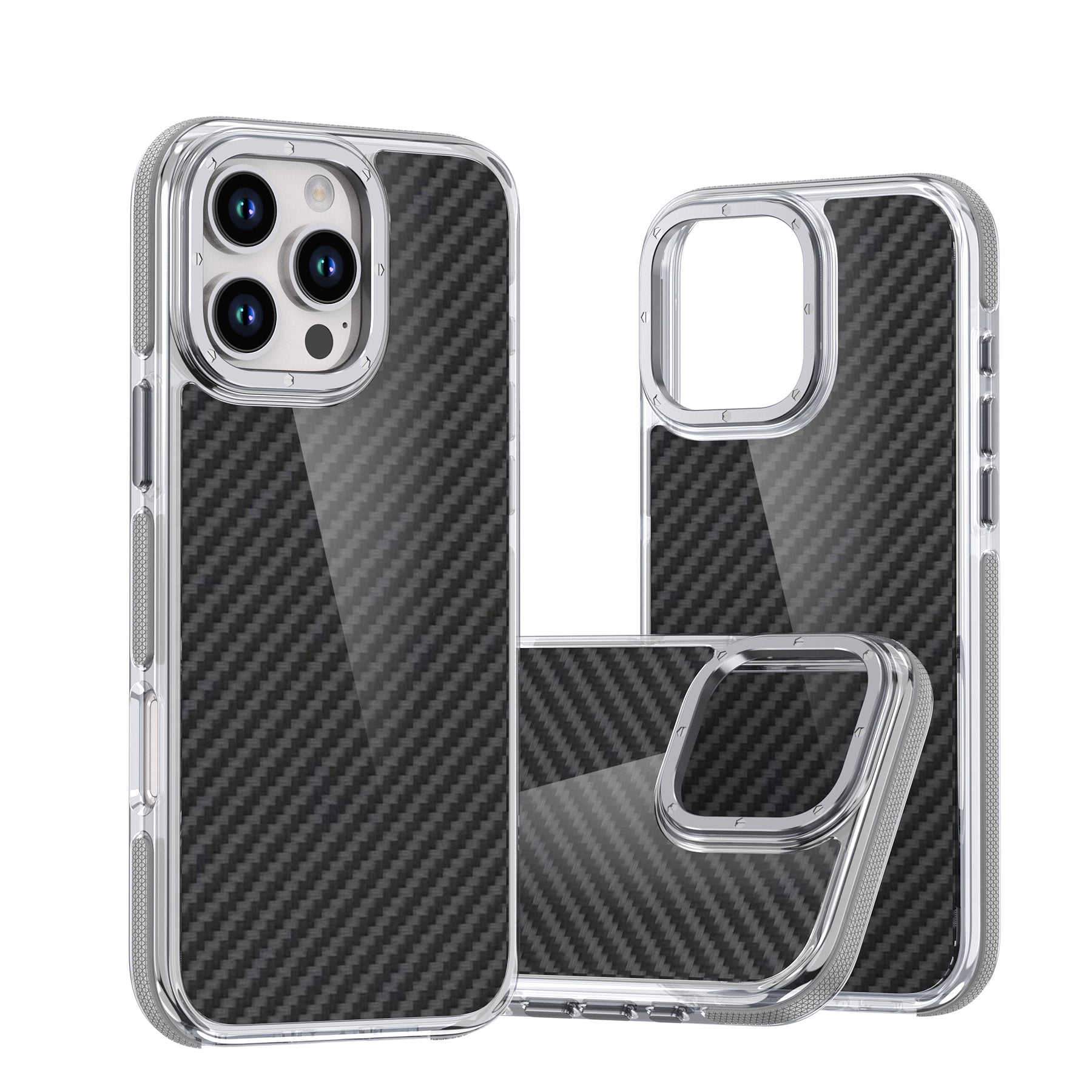 for iPhone 13 Pro Max Case with Carbon Fiber Patterned, Hybrid PC Back ...
