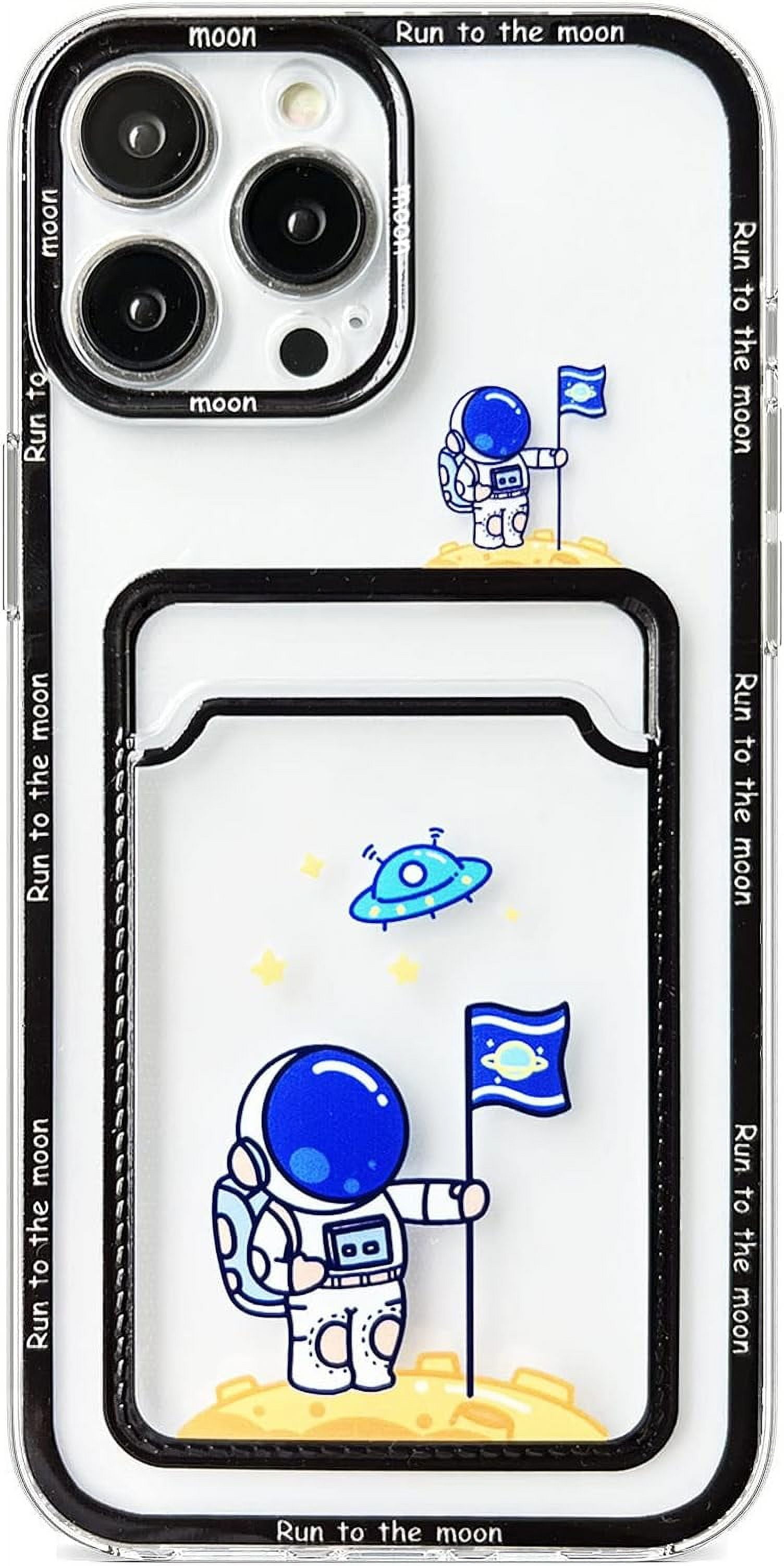 for iPhone 13 Pro Max Case Clear with Astronaut Card Holder Design Cute ...