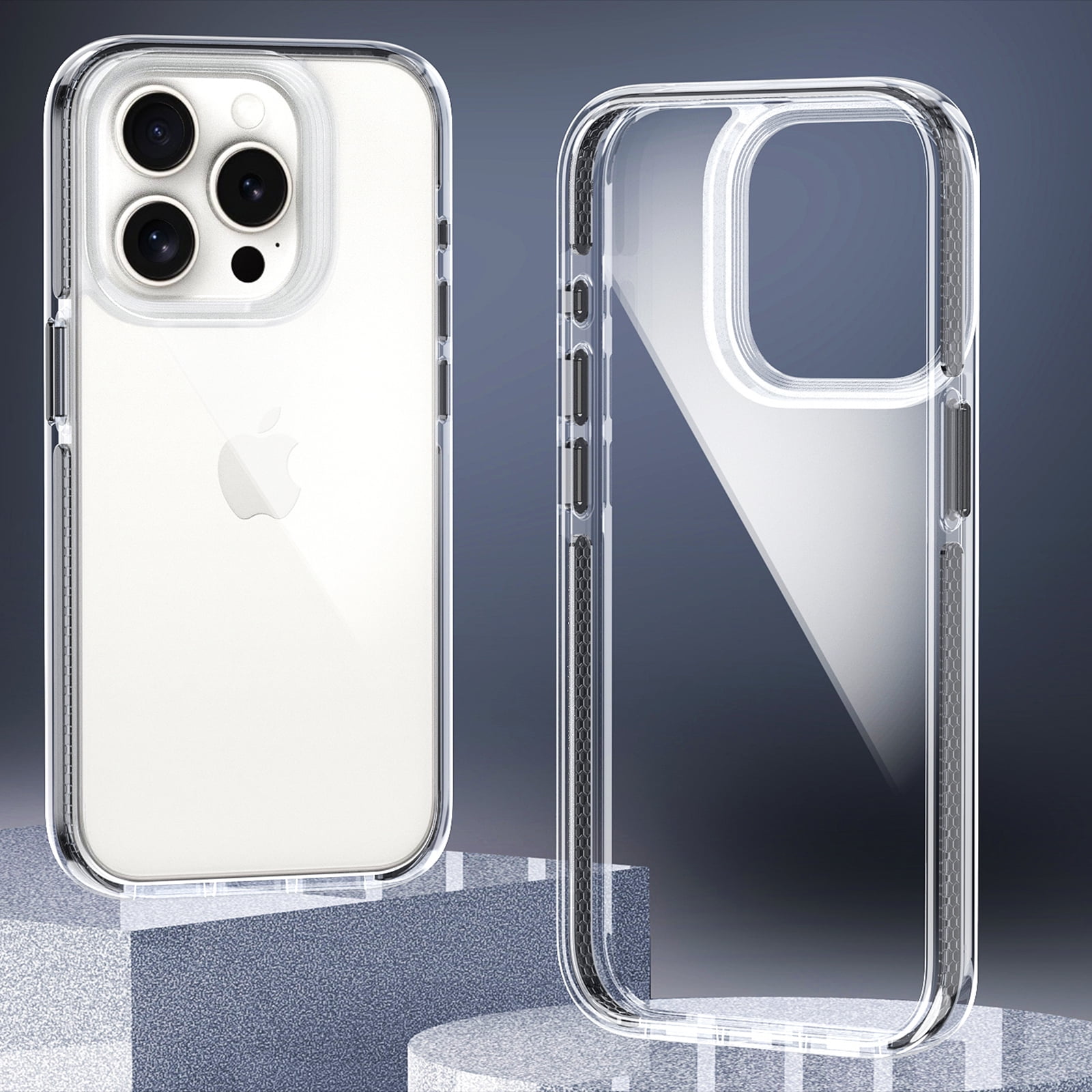 for iPhone 13 Pro Max Case Crystal, Hybrid Rubber+Hard PC Transparent ...