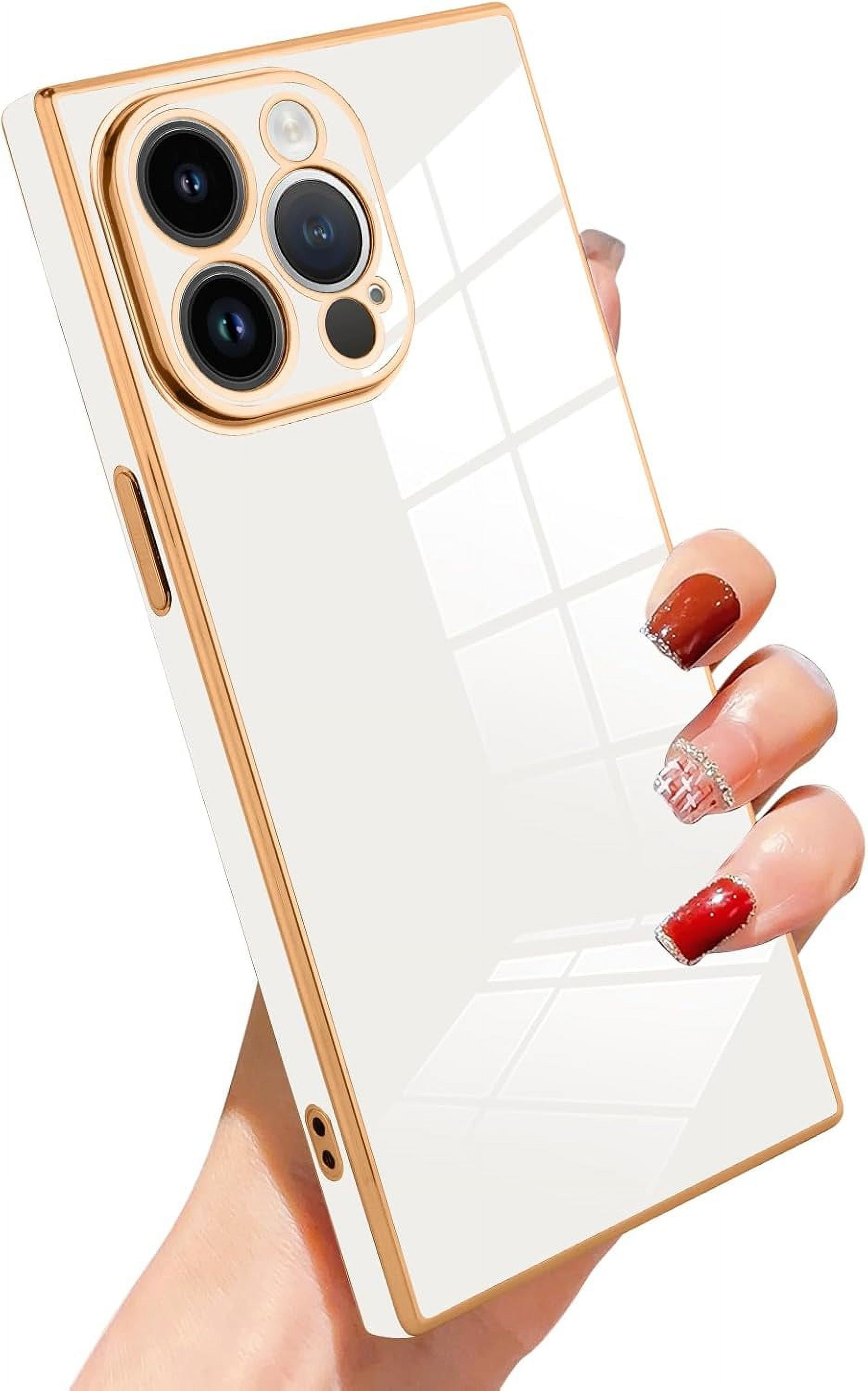 for iPhone 13 Pro Max Case Cute Plating Gold Case for Women Girls Soft ...
