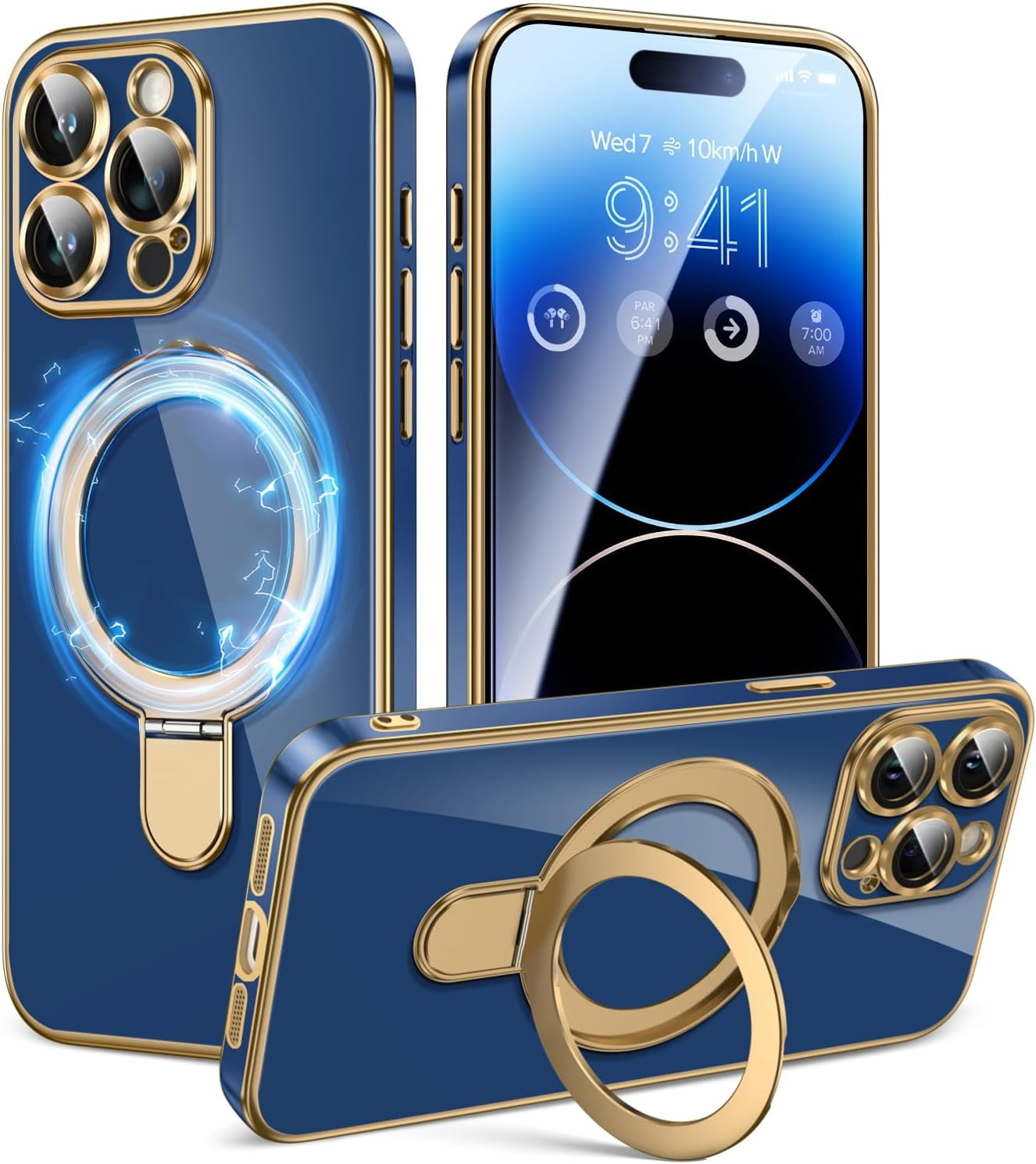 for iPhone 13 Pro Max Case with Magnetic Ring Stand,[Compatible with ...