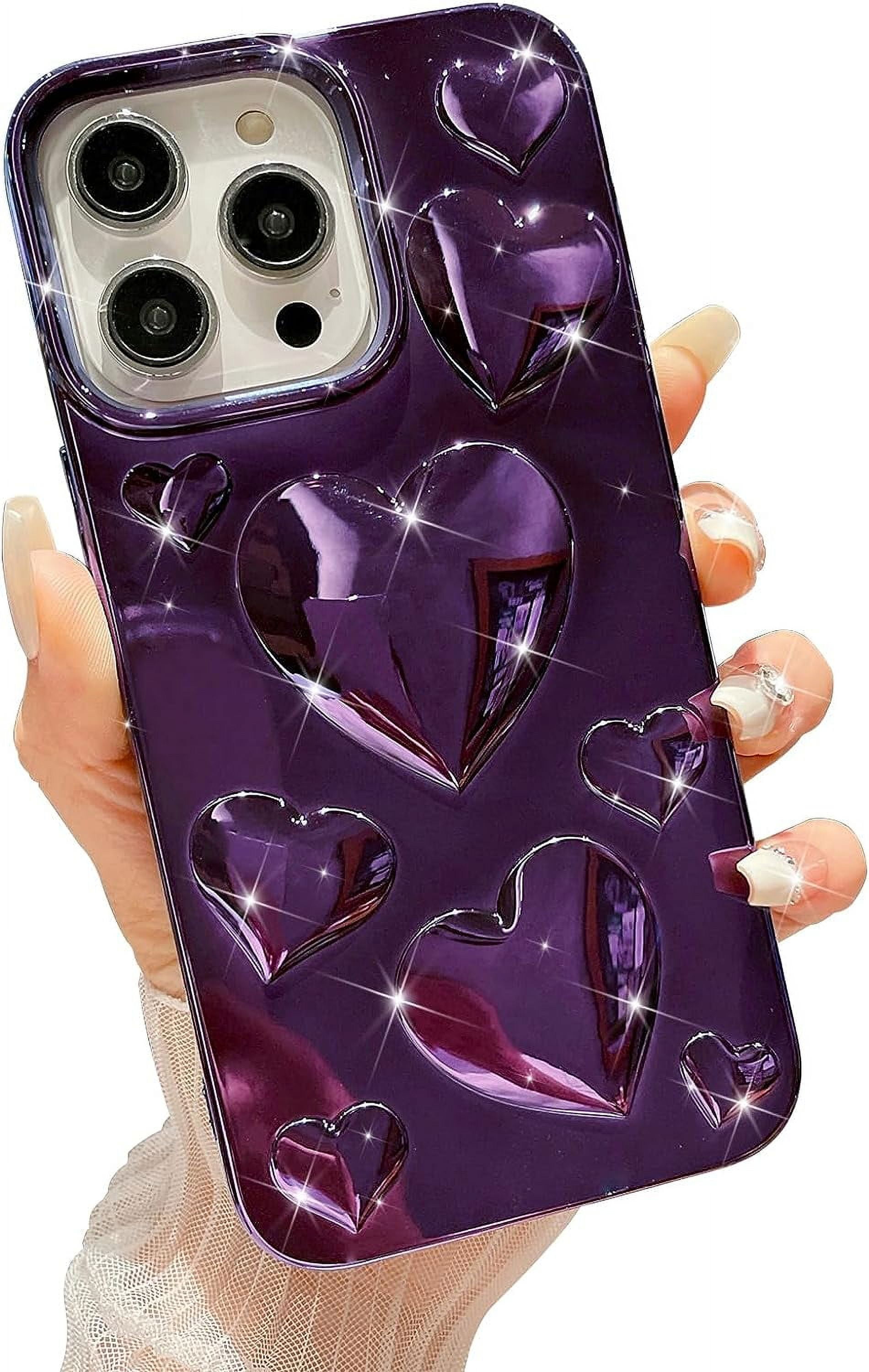 iPhone 13 Pro Max Case, Plating Bling 3D Love Heart Case, Cute Love ...