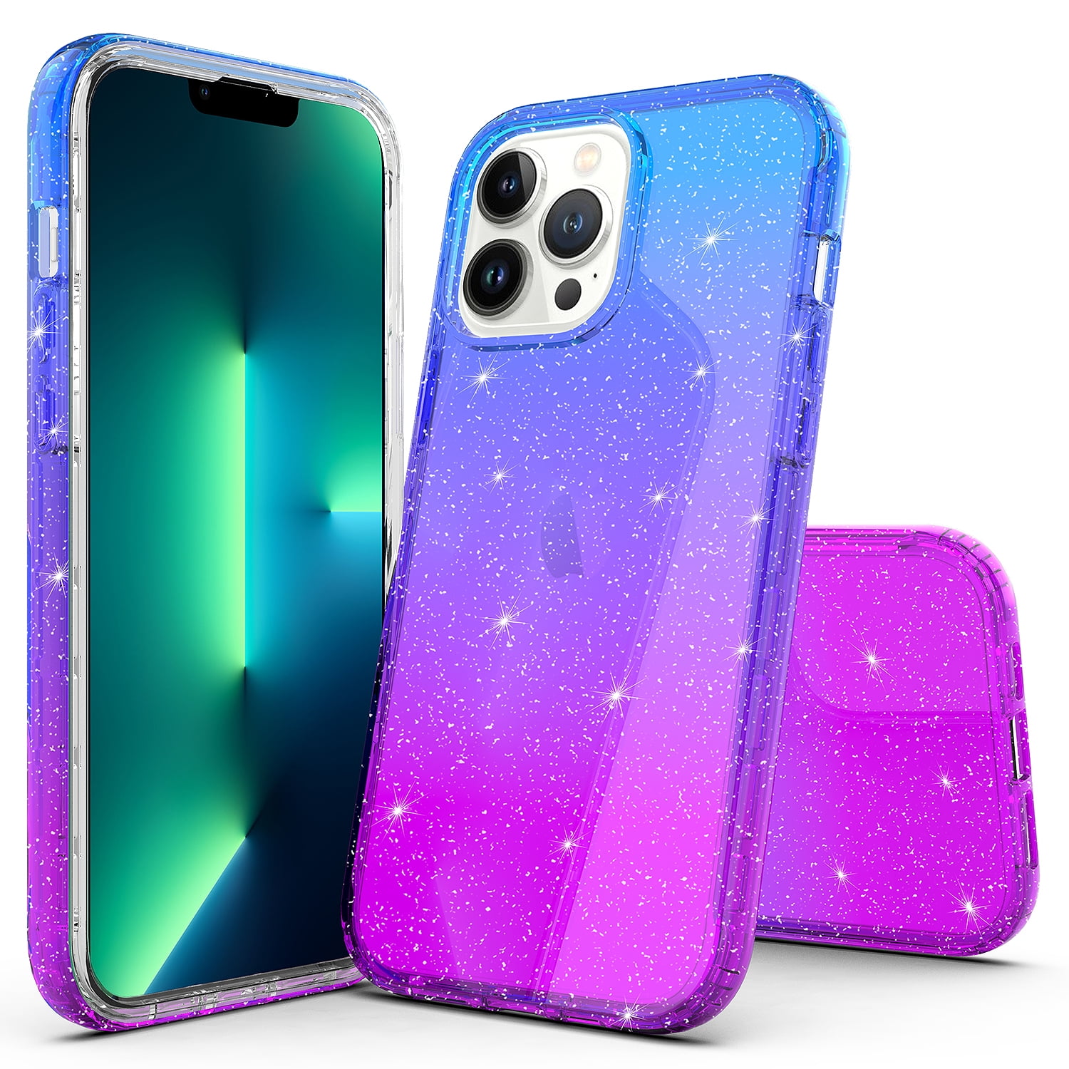 Rosebono iPhone 13 Pro Max Case, Glitter Sparkle Gradient TPU Silicone ...