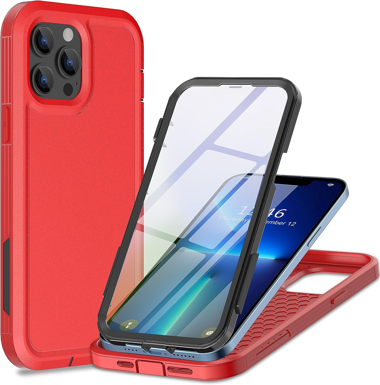 for iPhone 13 Pro Max Case with Screen Protector, Built in Screen ...