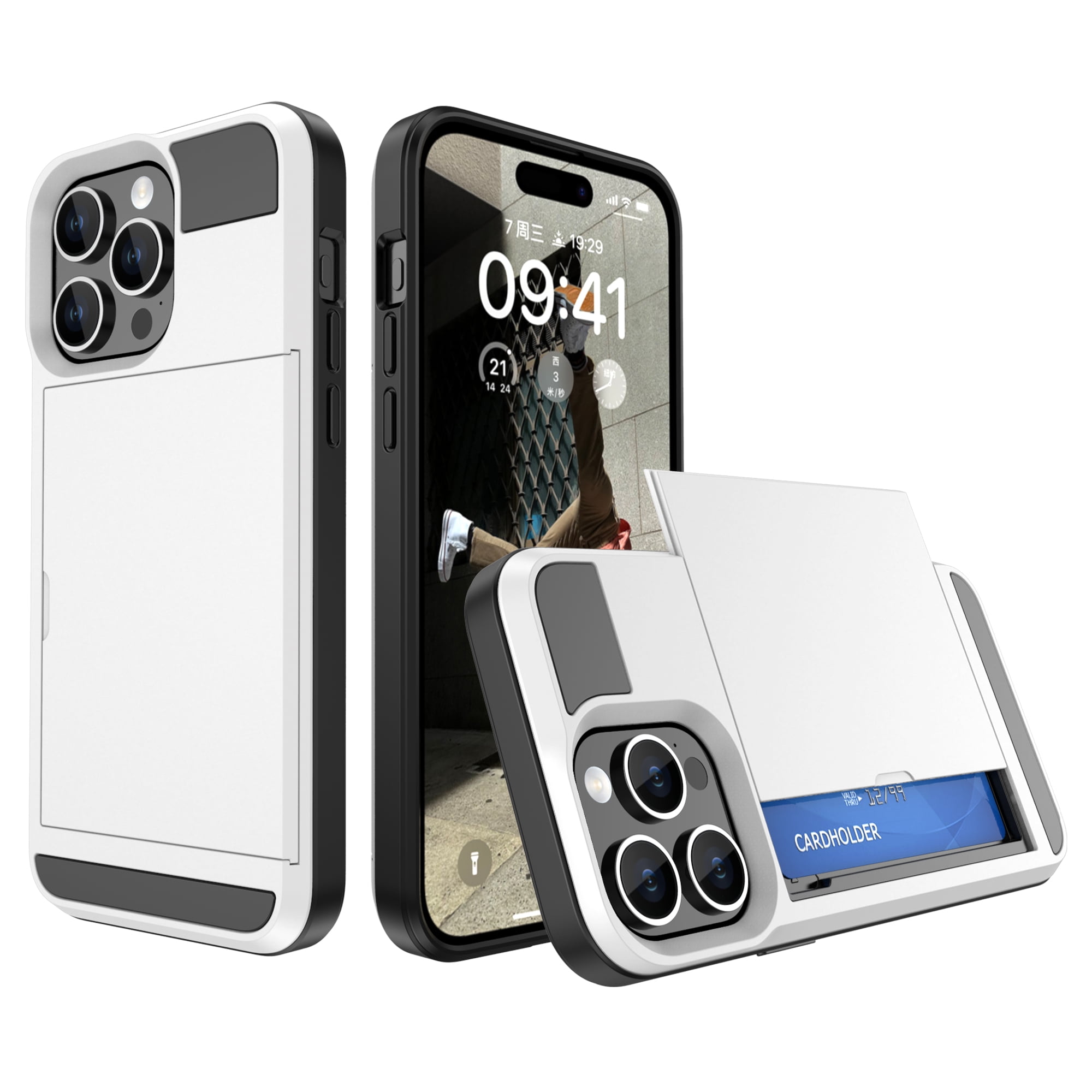 for iPhone 13 Pro Max Case Wallet Credit Card Holder ID Slot Sliding ...