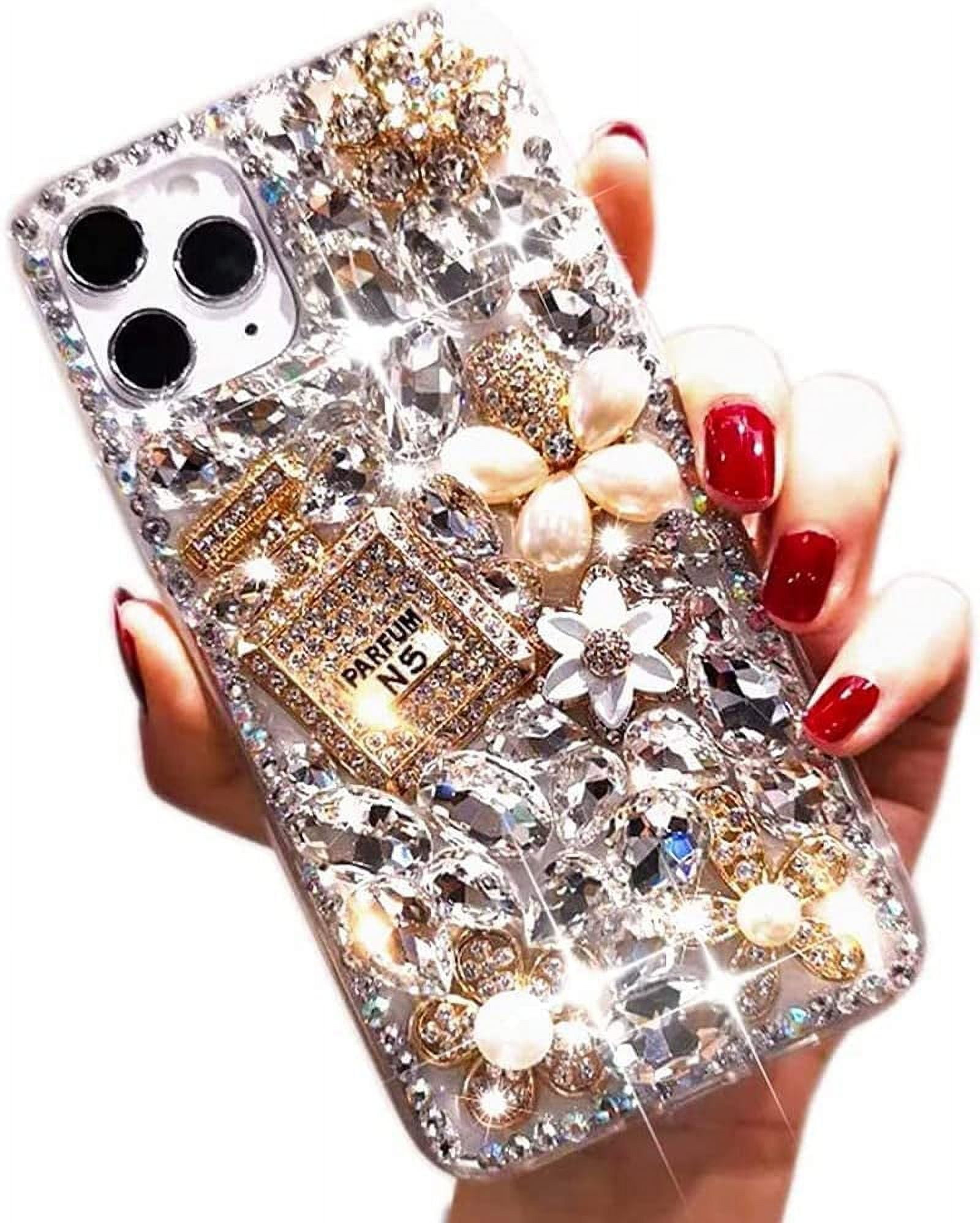 iPhone 13 Pro Max Glitter Case, Luxury Diamond Rhinestone 3D Perfume ...