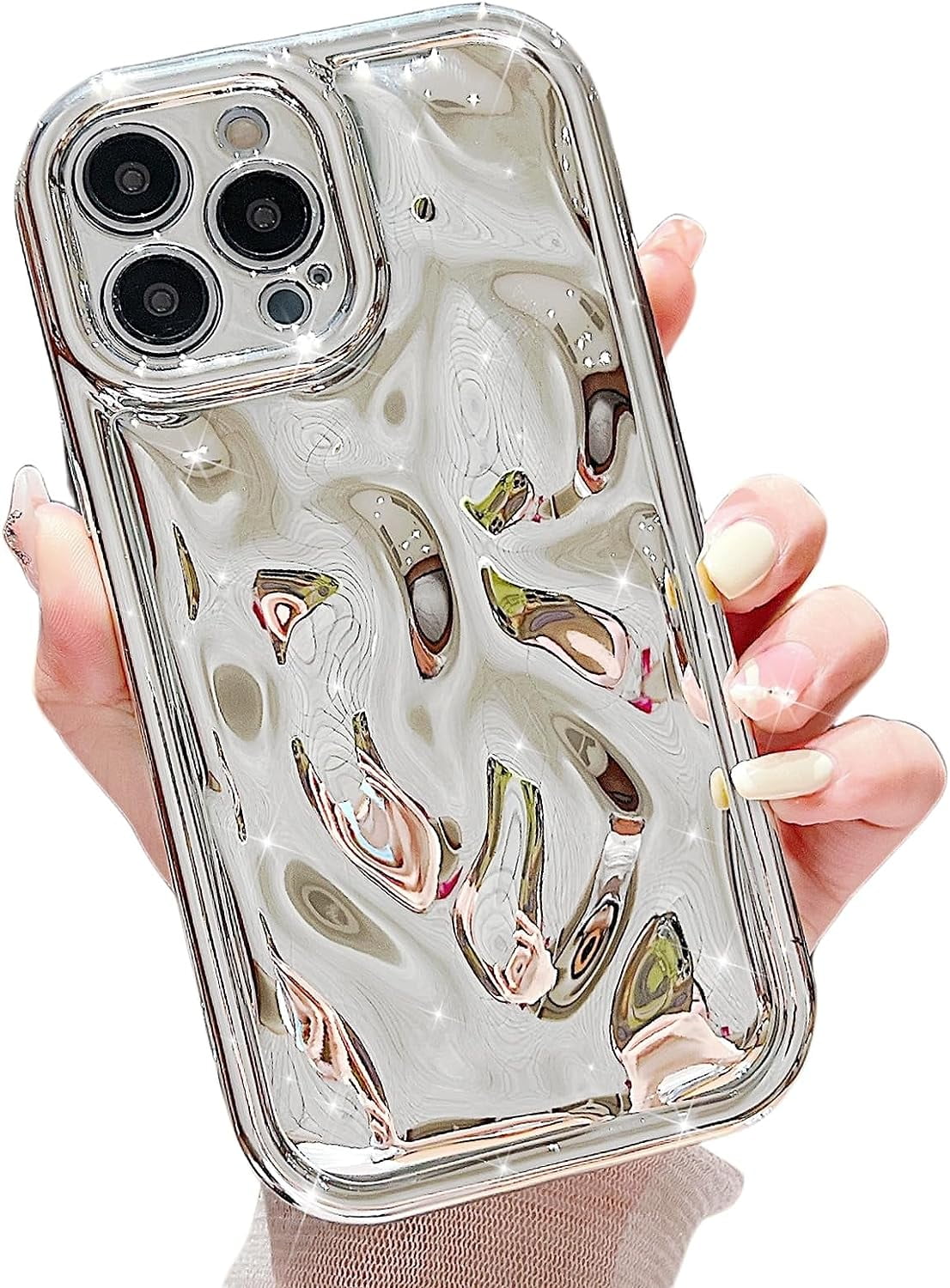 iPhone 13 Pro Max Holographic Case, Cute Laser 3D Water Ripple Bling ...