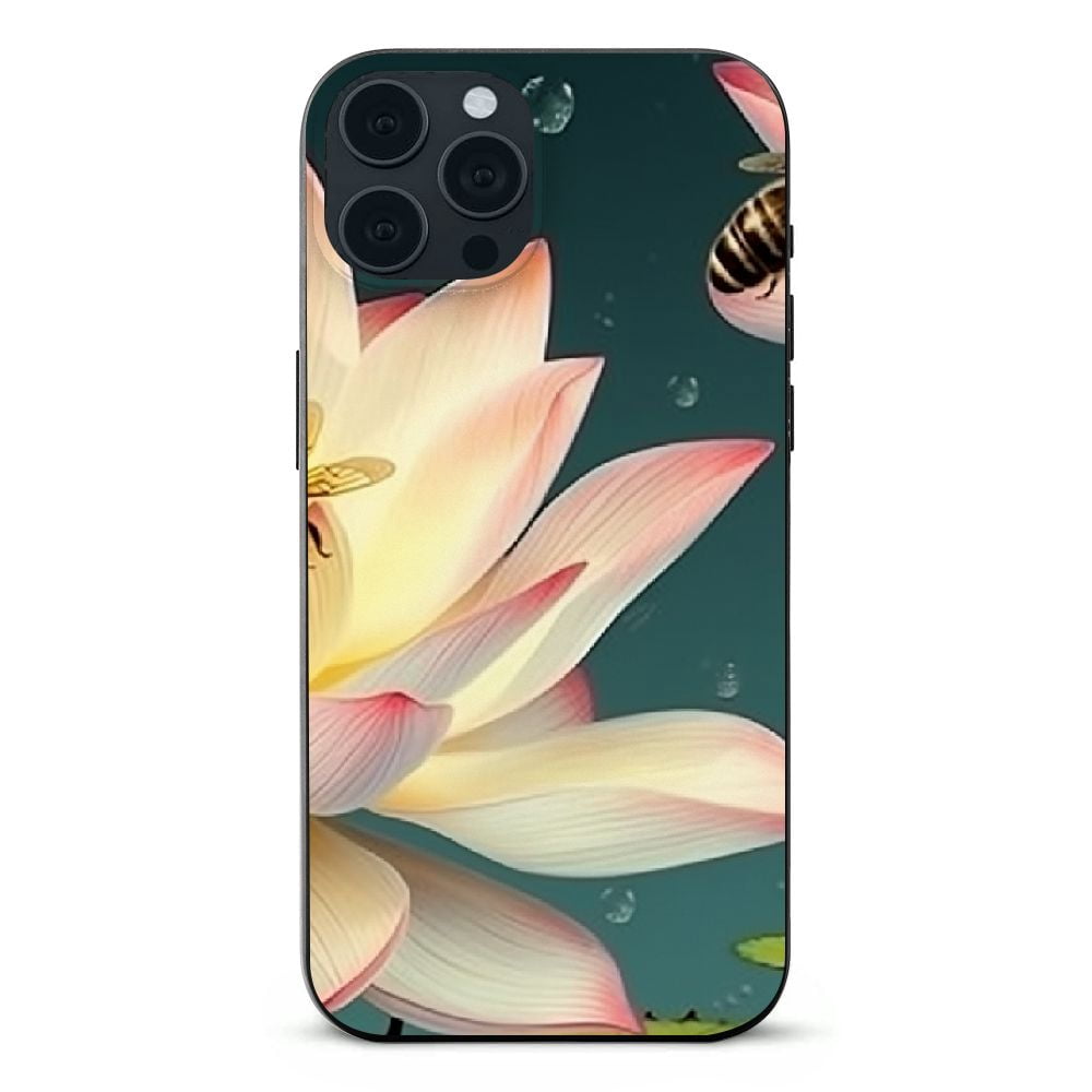 iPhone 13 Pro Max Lotus Flower Blooming With Bees Around Graphic Case ...