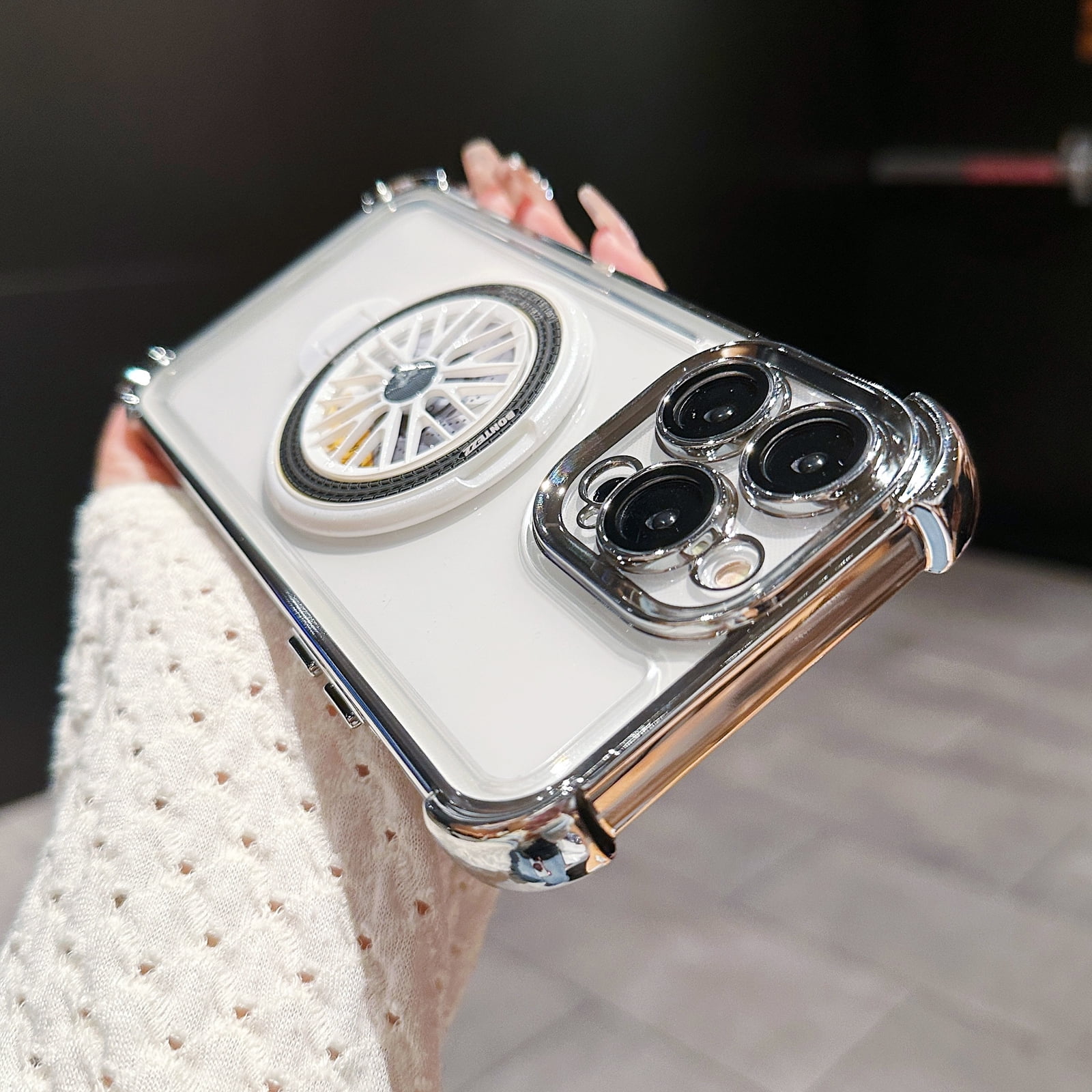 for iPhone 13 Pro Max Plating Case with Rotating Gyroscope Magnetic ...