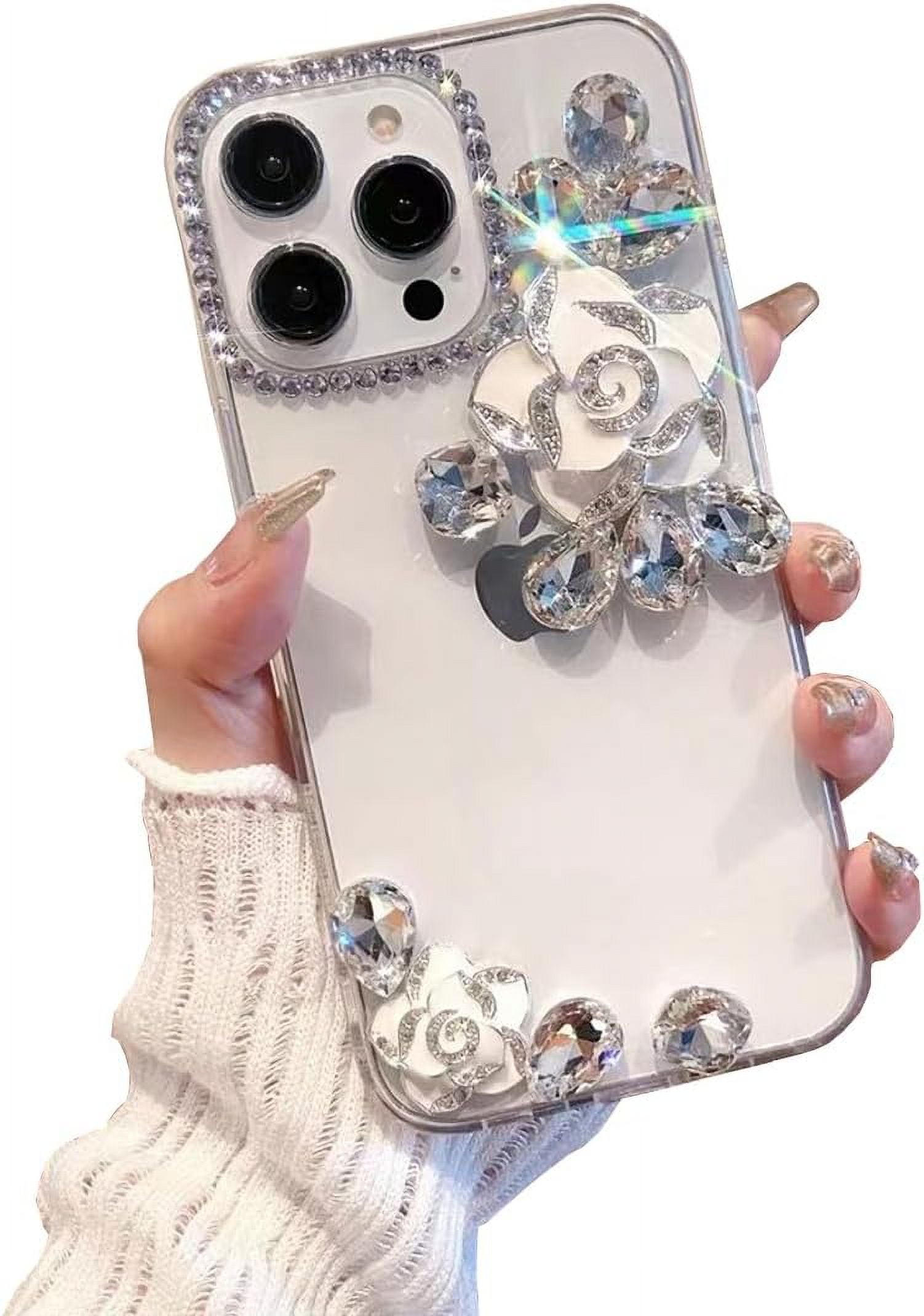 iPhone 13 Pro Max Rhinestone Case, Cute 3D Glitter Sparkle Bling Luxury Shiny Crystal Diamond ...
