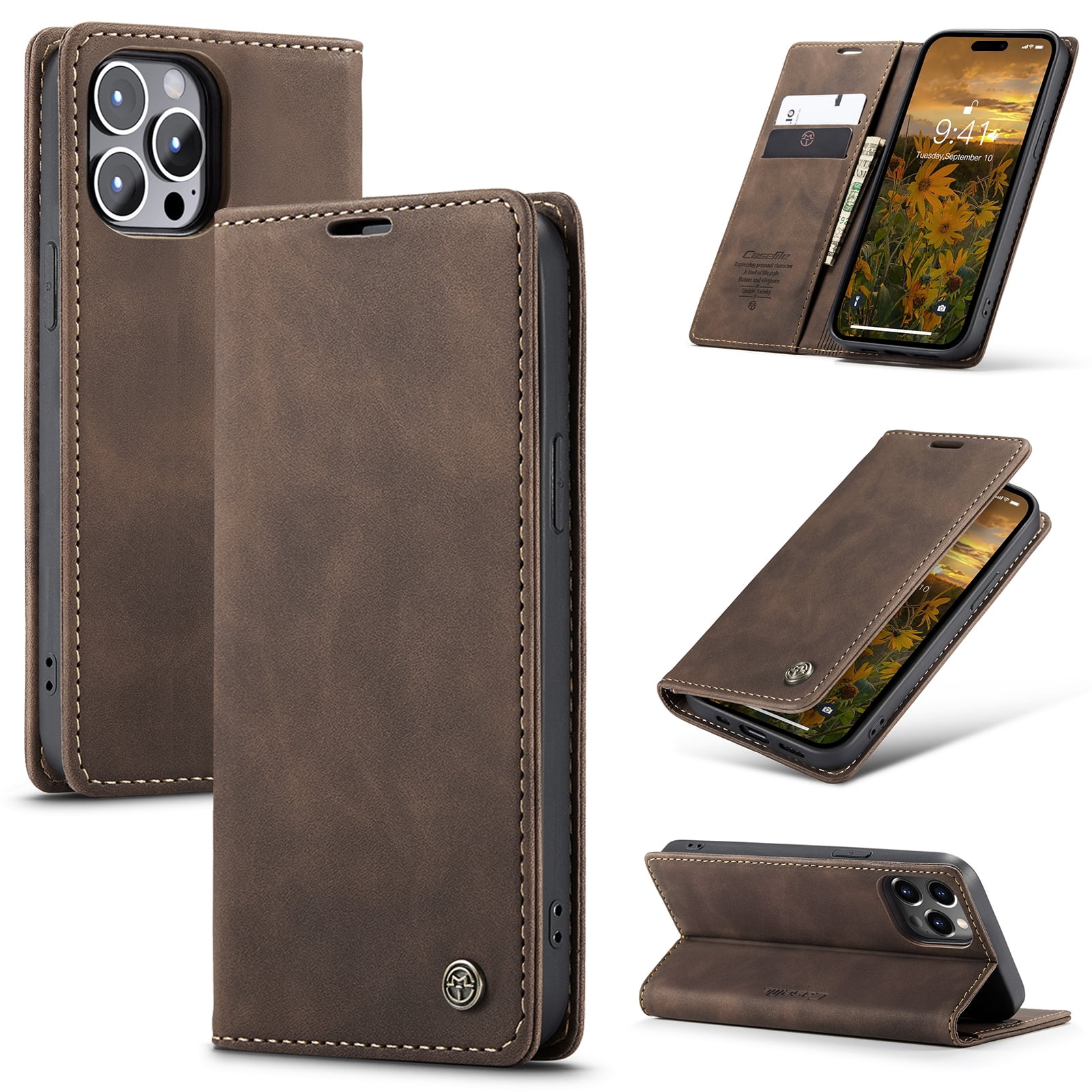 TECH CIRCLE iPhone 13 Pro Max Wallet Case, PU Leather, RFID, Shockproof ...