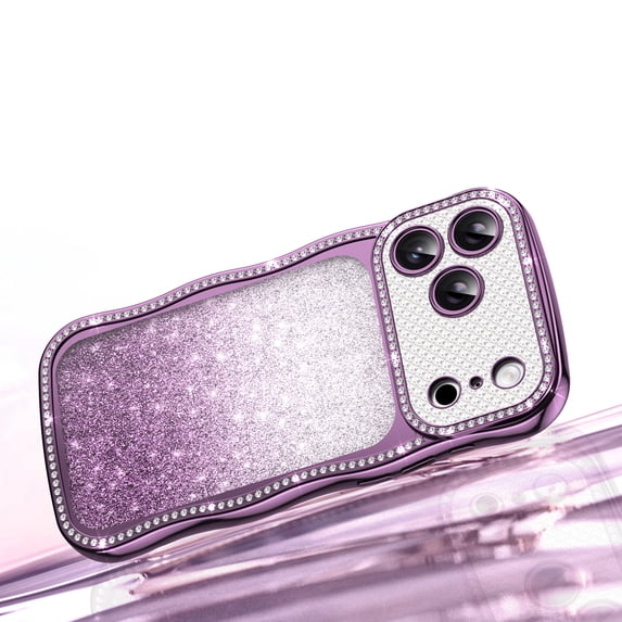 For iPhone 13 Pro Phone Case,Cute Electroplated Wavy Frame,Bling ...