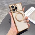 for iPhone 13 Pro Plating Magnetic Straight Edge Matte Case with Lens ...