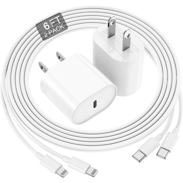 iPhone 14 13 12 Fast Charger block [Apple MFi Certified] 2 Pack 20W PD ...