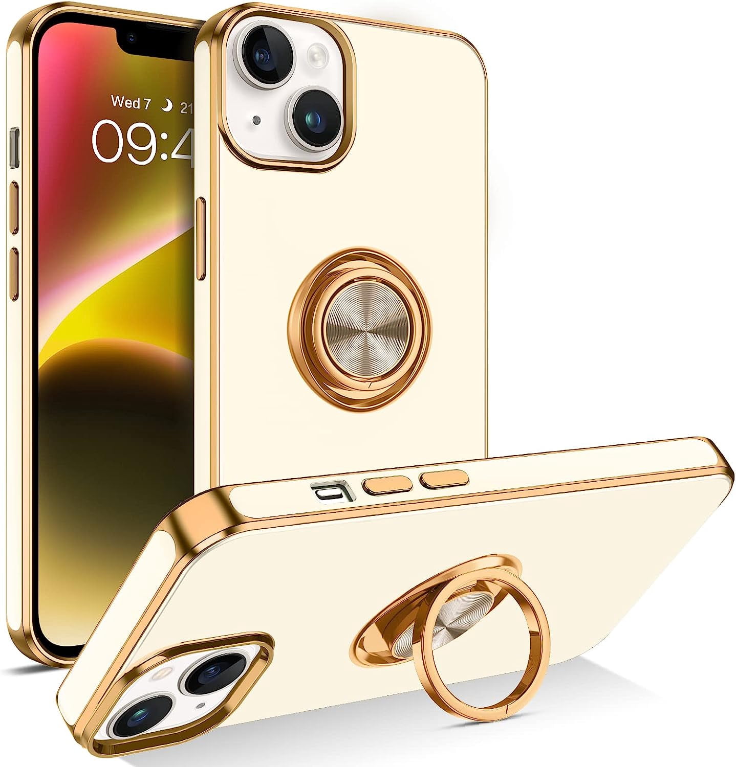 iPhone 14 Case with 360° Ring Holder, Shockproof Slim Kickstand ...