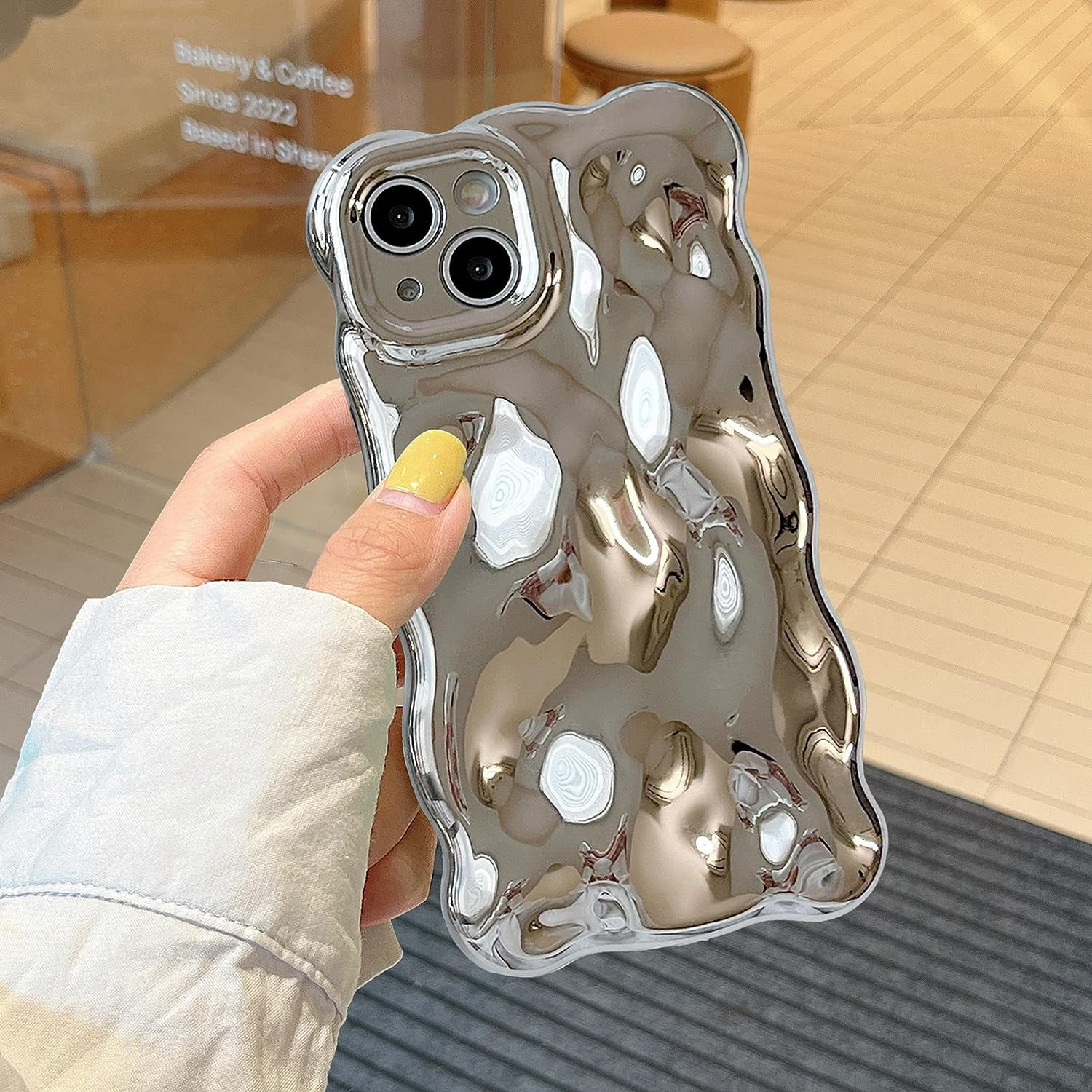 for iPhone 14 Case 6.1 Inch Cute Wave Pattern Aesthetic Phone Case 3D ...