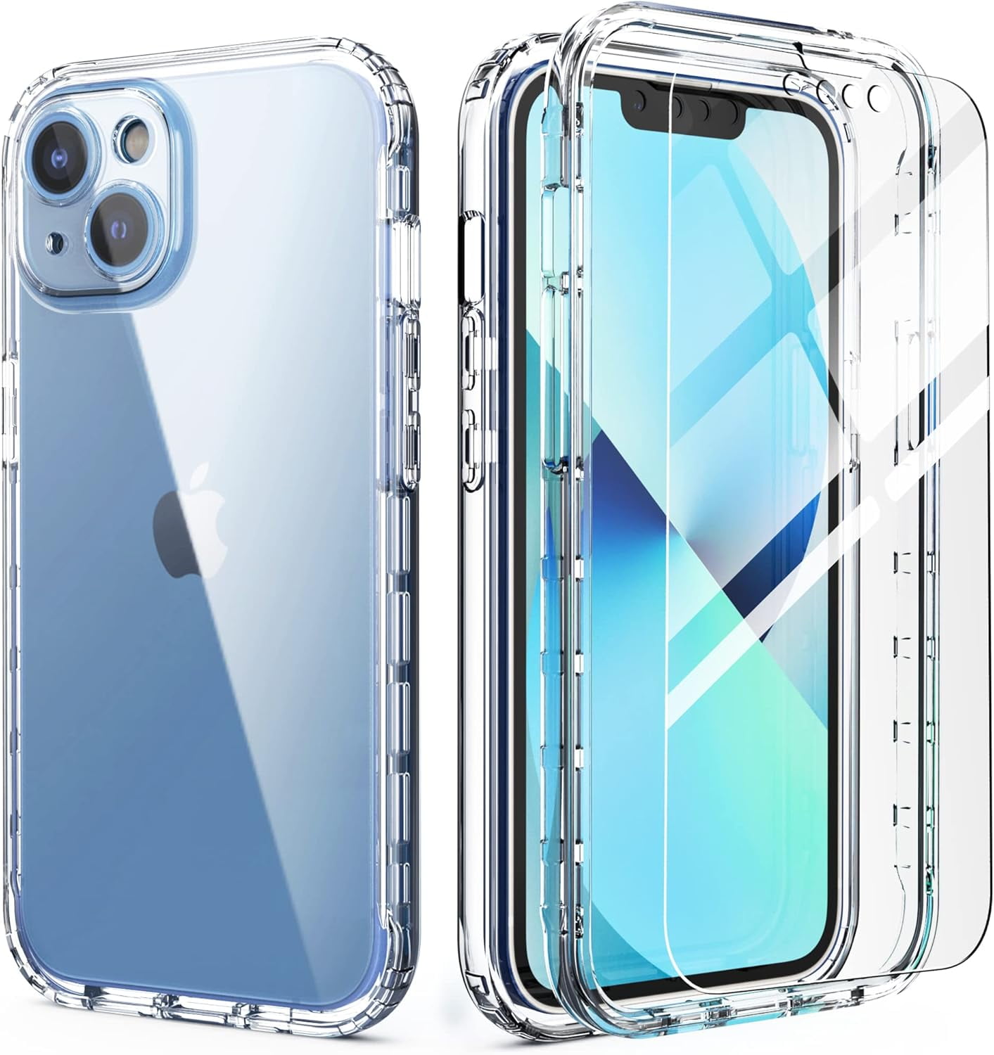 for iPhone 14 Case,Full-Body Sturdy Shockproof Clear Case for iPhone 14 ...