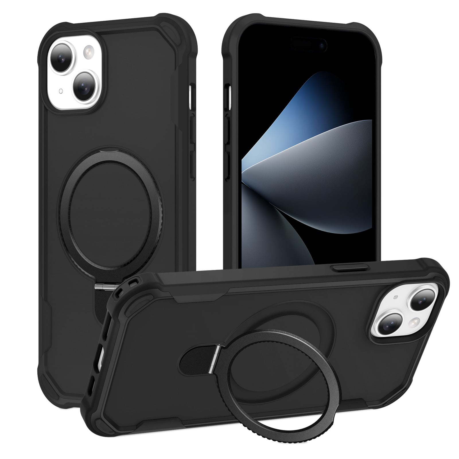 for iPhone 14 Case Magnetic Finger Ring Holder Kickstand Compatible ...