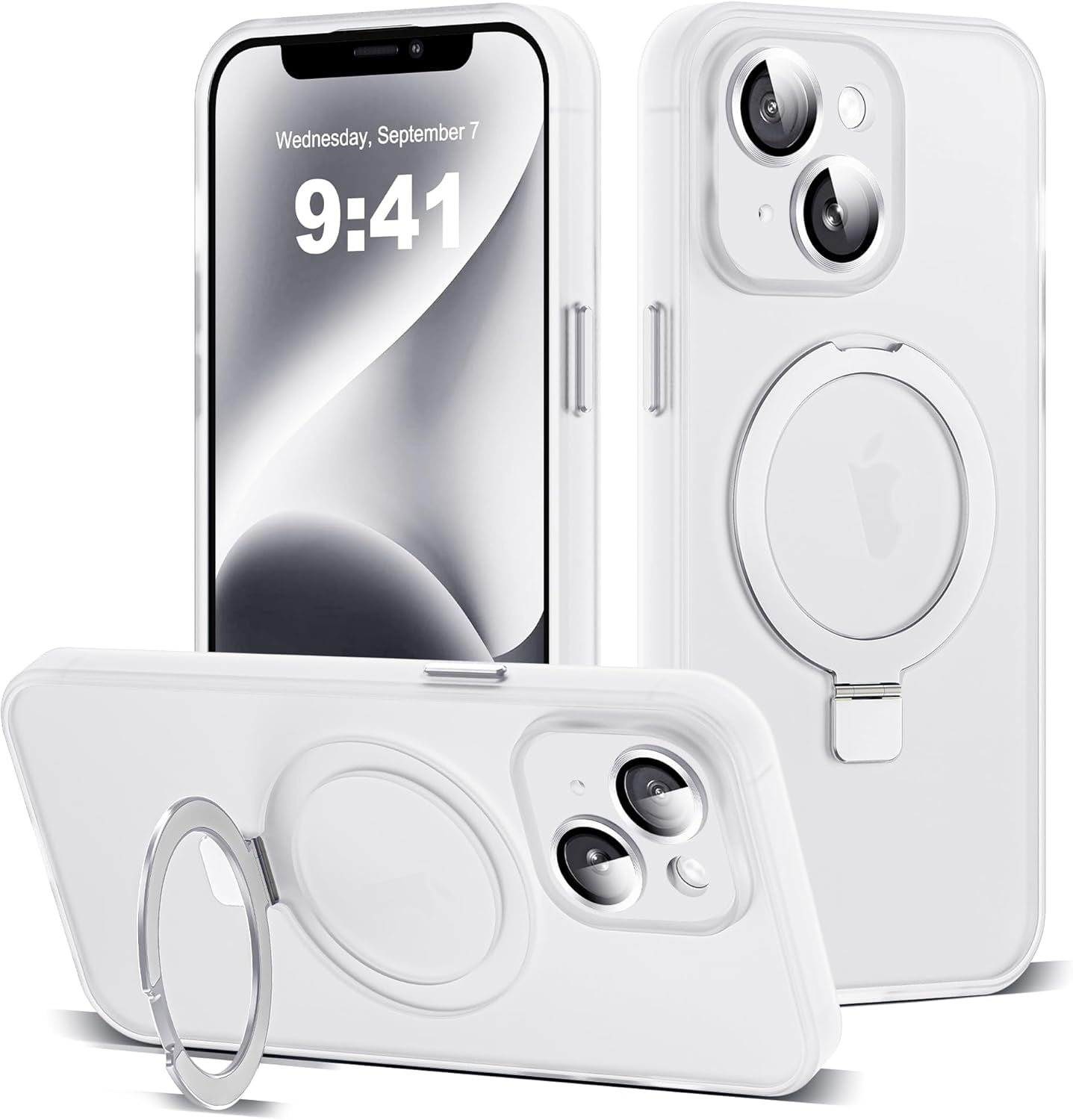 for iPhone 14 Case with Magnetic Invisible Ring Stand [Full Camera Lens ...