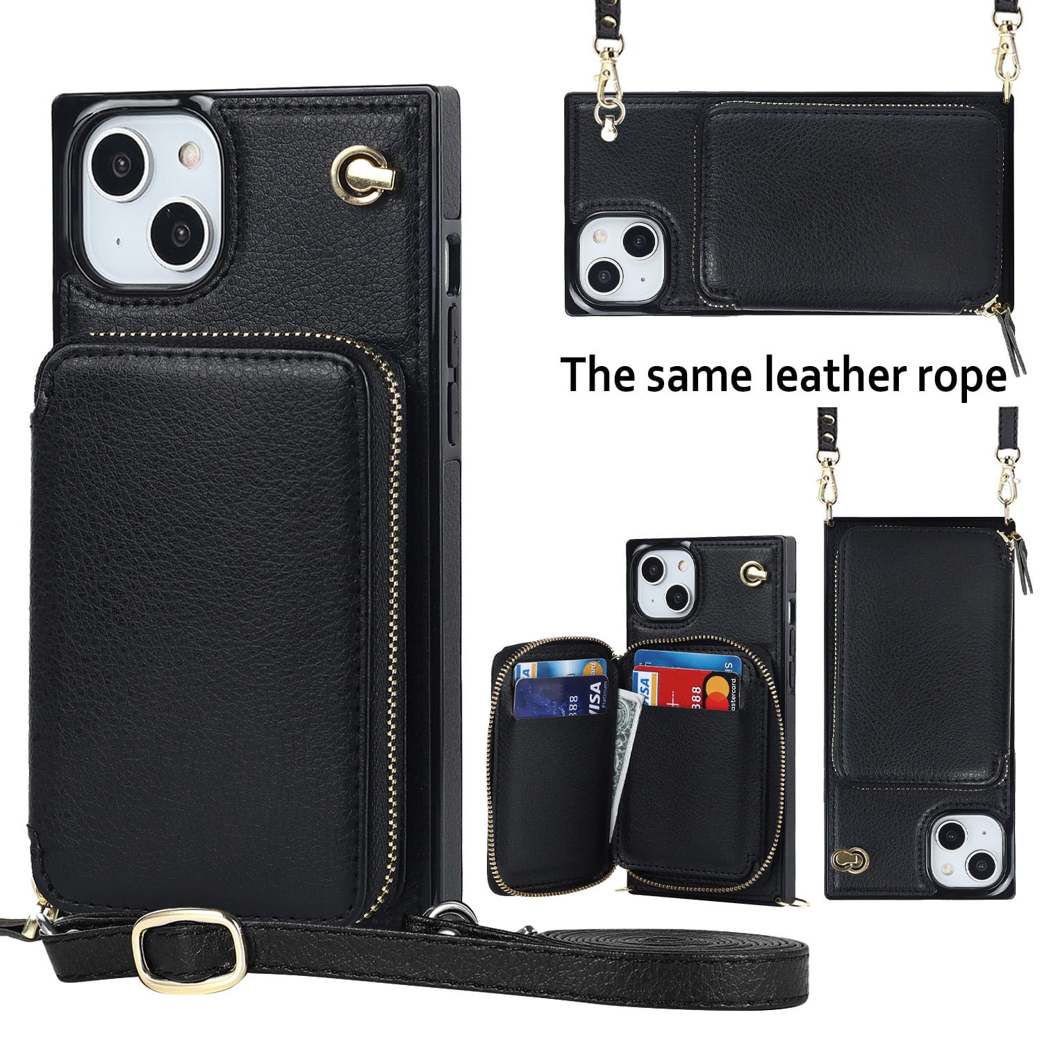 iPhone 14 Crossbody Wallet Case, Zipper Pocket Phone Case Cross Body ...