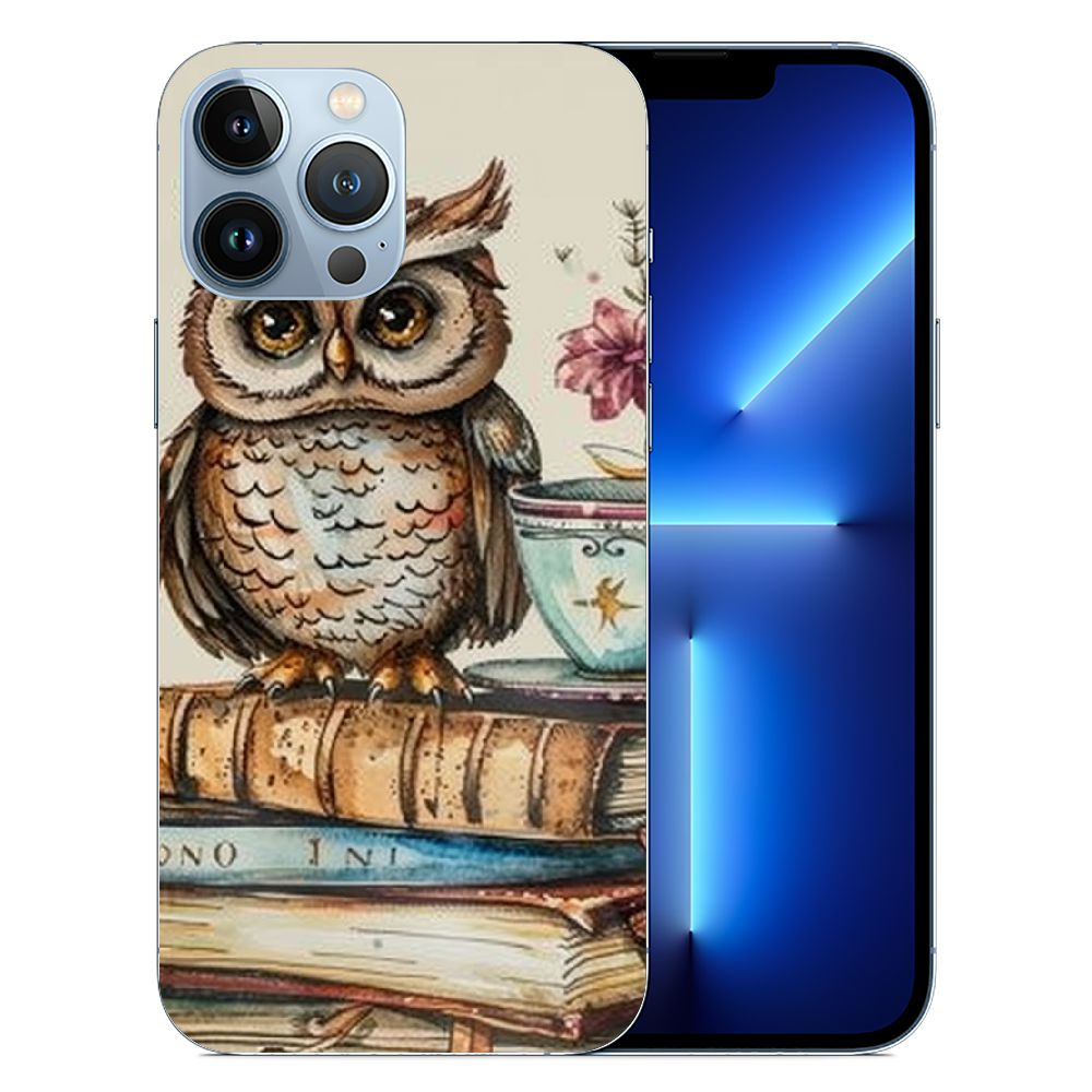 iPhone 14 Cute Owl Bookstack Coffee Cottagecore Flower Bookish Reader Case - Walmart.com