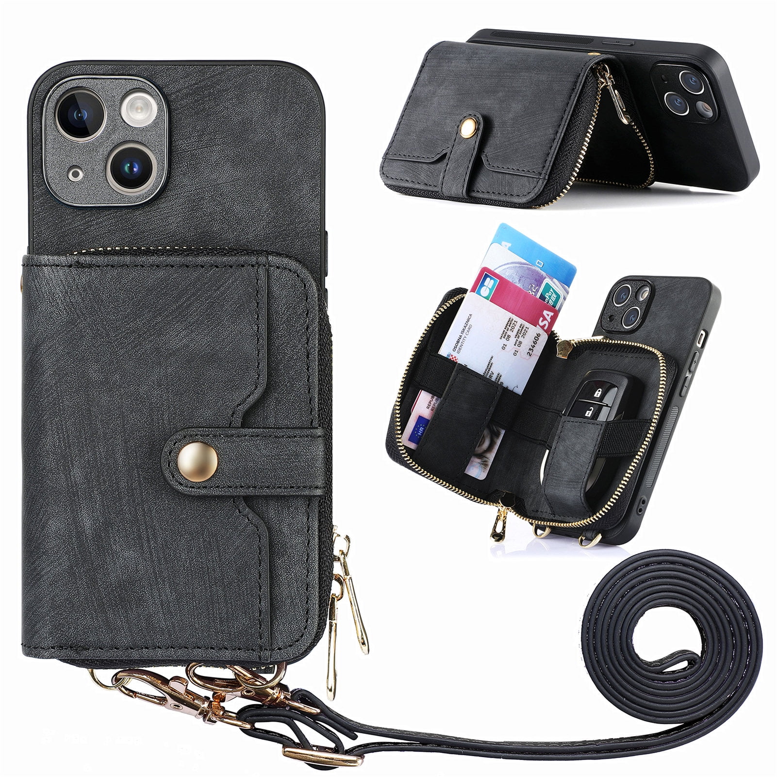 for iPhone 14 Plus Wallet Case, Crossbody Phone Purse with Card Holder ...