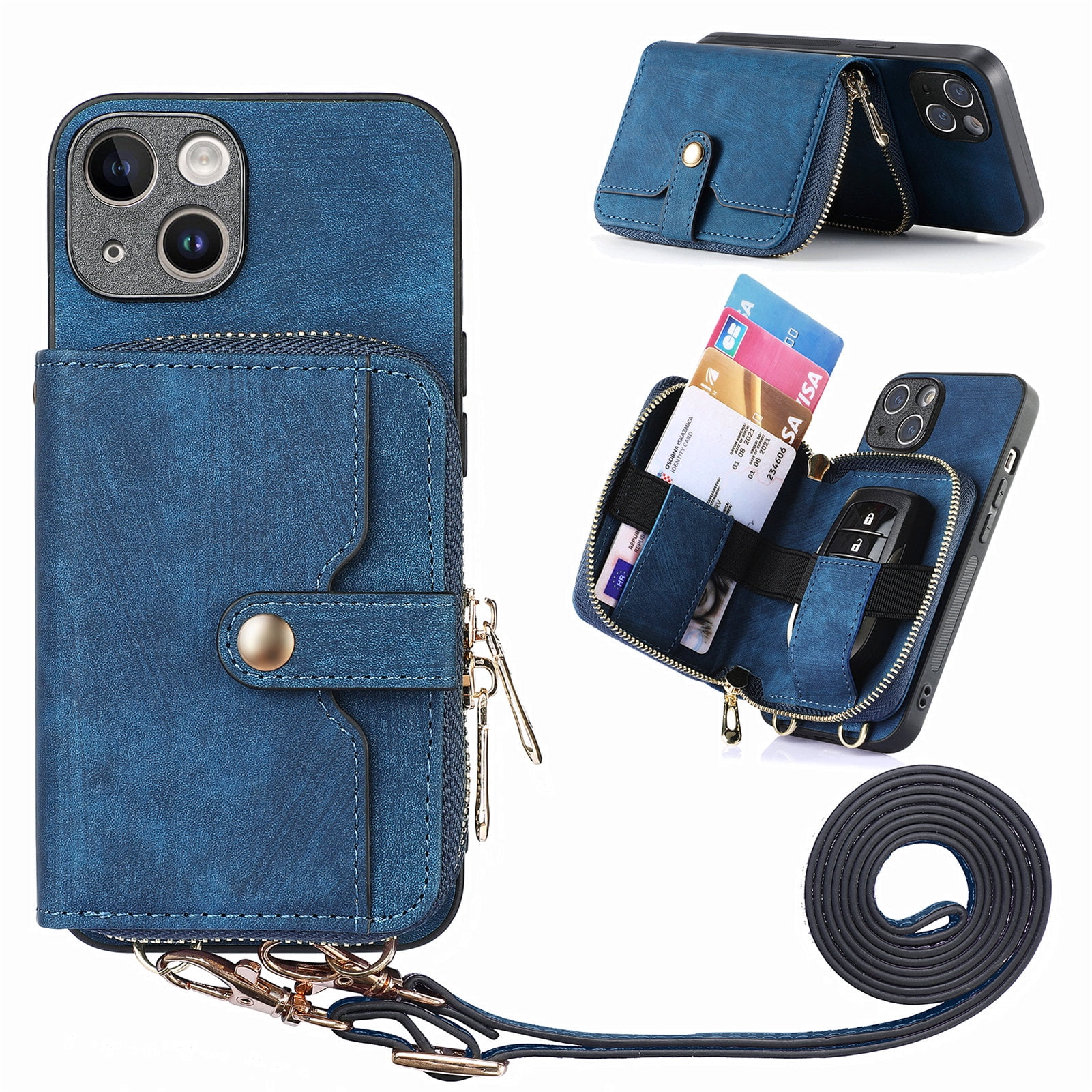 for iPhone 14 Plus Wallet Case, Crossbody Phone Purse with Card Holder ...