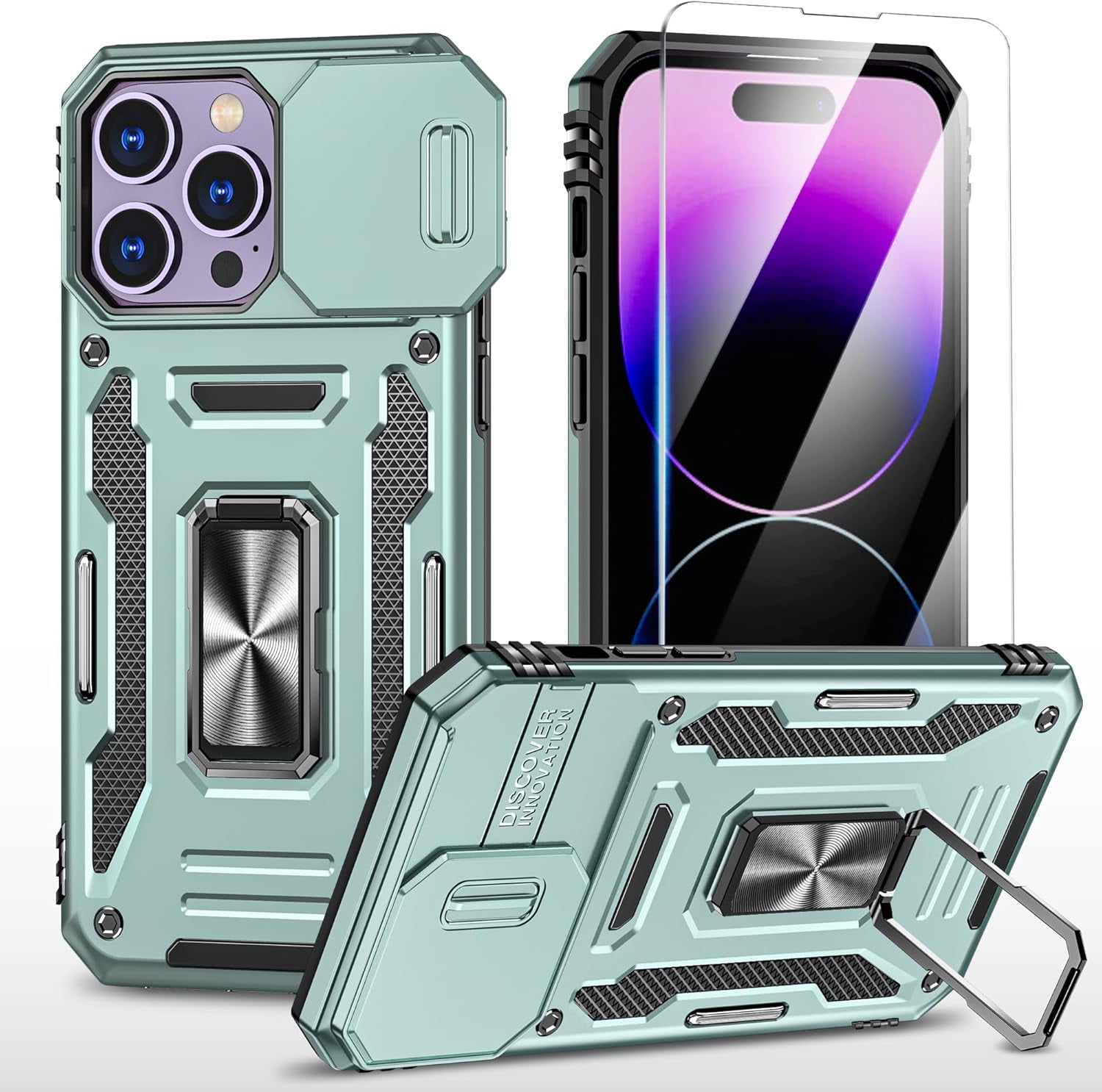 for iPhone 14 Pro Case with HD Screen Protector & Slide Camera Cover ...