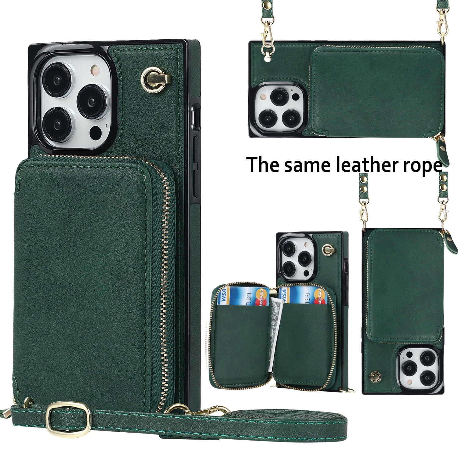 iPhone 14 Pro Crossbody Wallet Case, Zipper Pocket Phone Case Cross ...