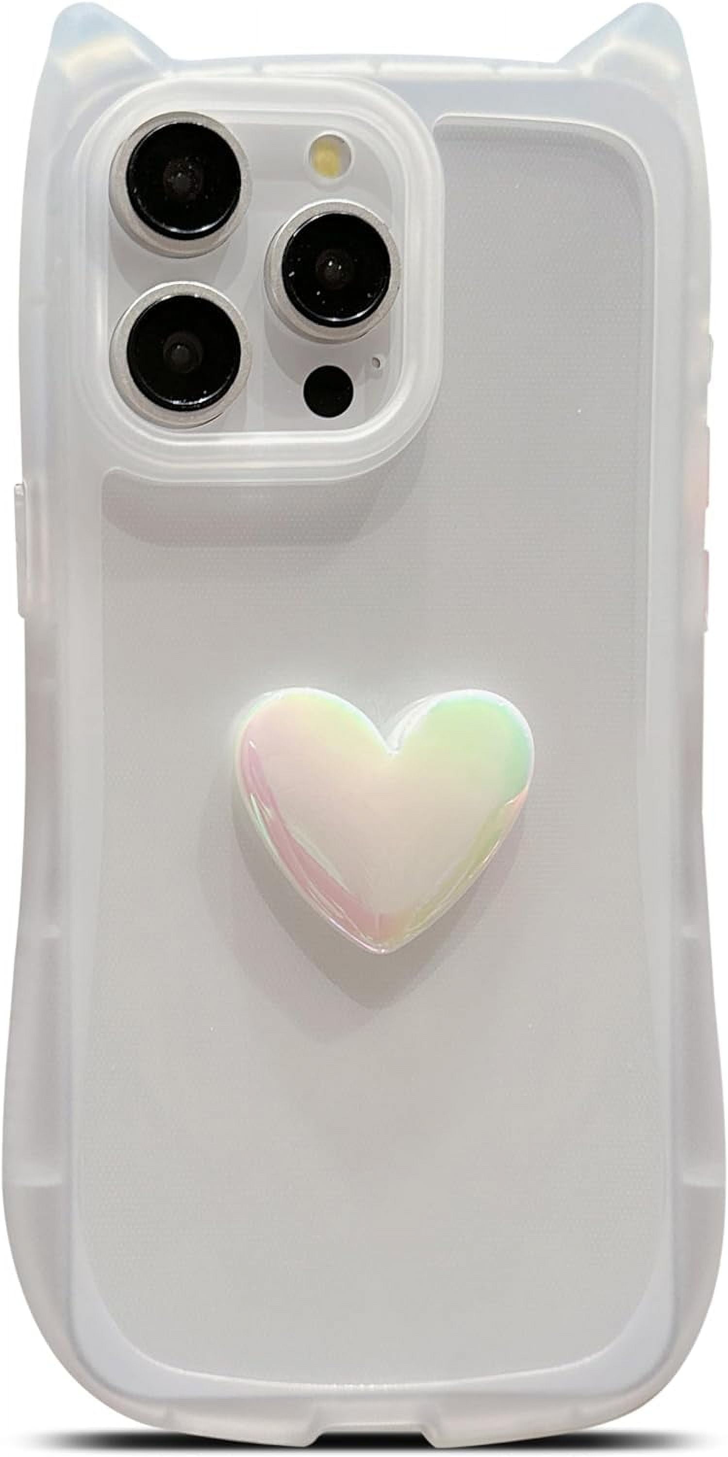 for iPhone 14 Pro Max Case 6.7" Cute 3D Love Heart Kawaii Cat Ear Clear ...