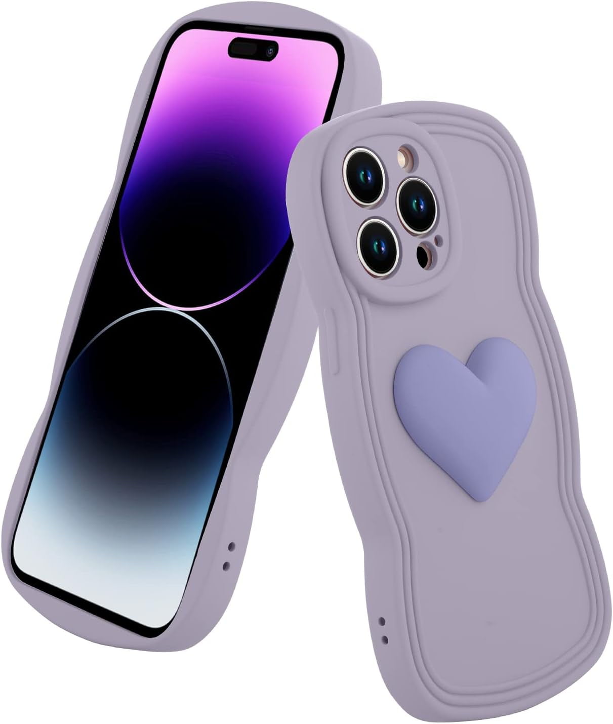 for iPhone 14 Pro Max Case Cute 3D Love Heart Curly Wave Shape Phone Cover Soft TPU Shockproof ...