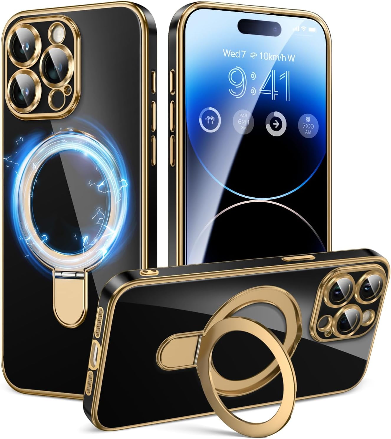 for iPhone 14 Pro Max Case with Magnetic Ring Stand,[Compatible with ...